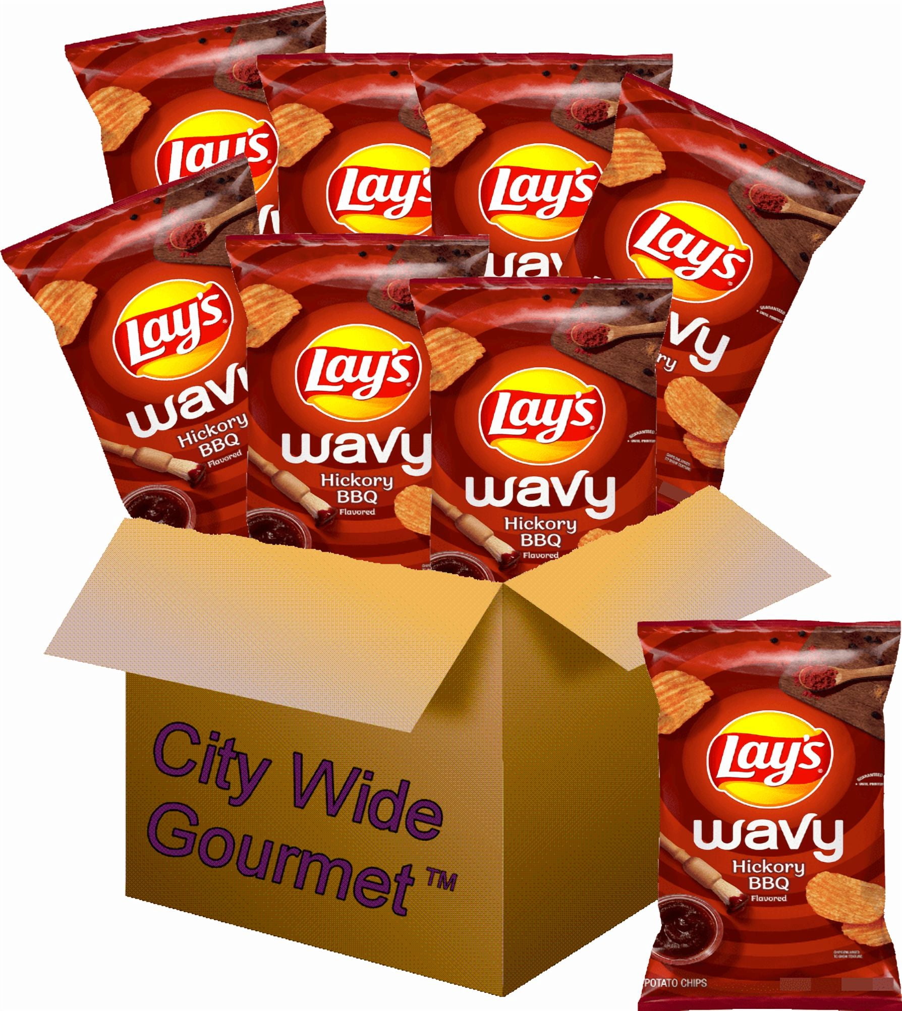Lay's Wavy Hickory BBQ Potato Chips, 1.5 ounce bags (Pack of 8 ...