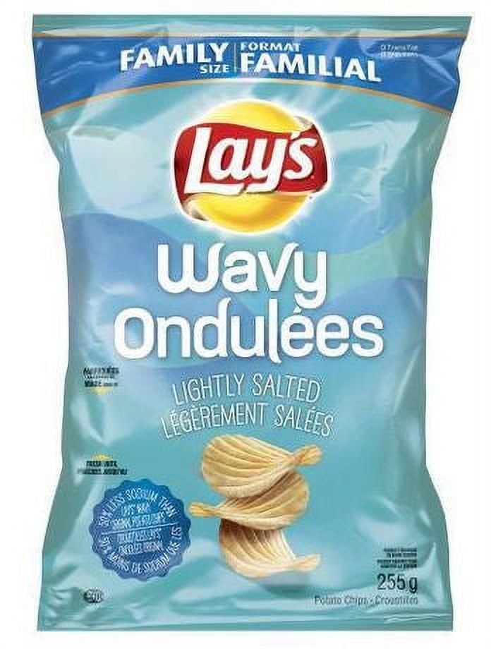 Lay's Wavy Lightly Salted Potato Chips 235g - 50% Less Sodium - Walmart.com