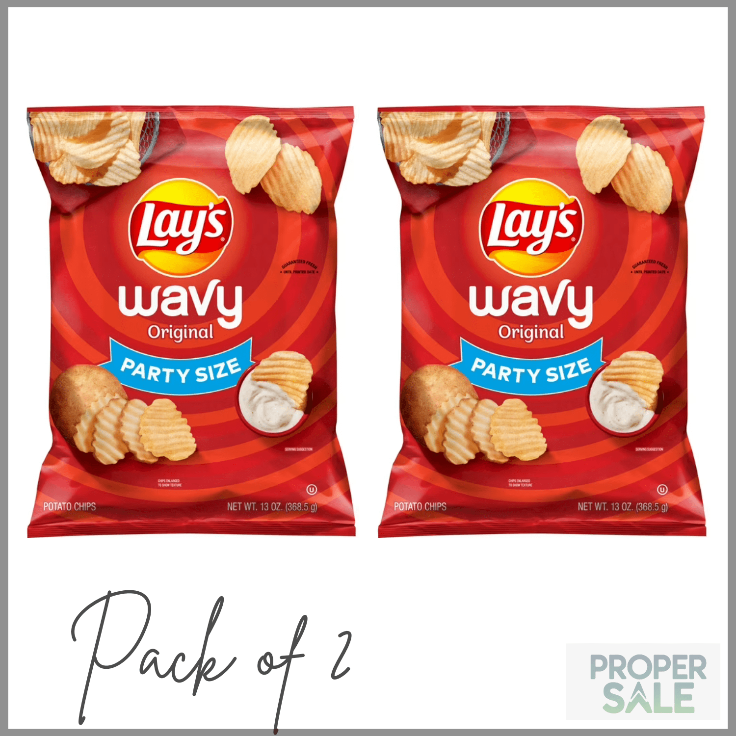 Lay's Wavy Original Potato Chips, Party Size, 13 oz Bag ( PACK OF 2 ...