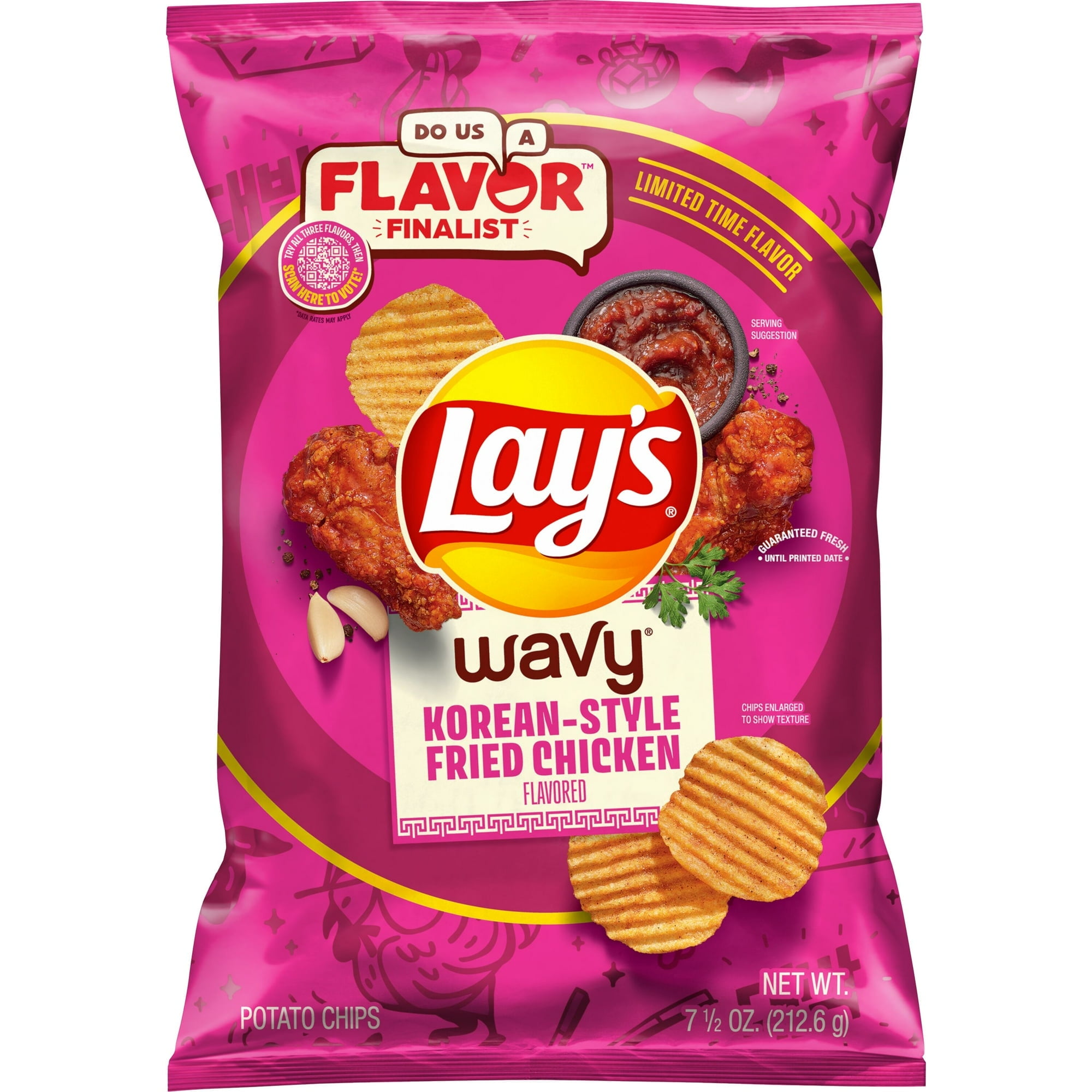 Lay's Wavy Potato Chips Korean Style Fried Chicken Snack Chips, 7.5 ...