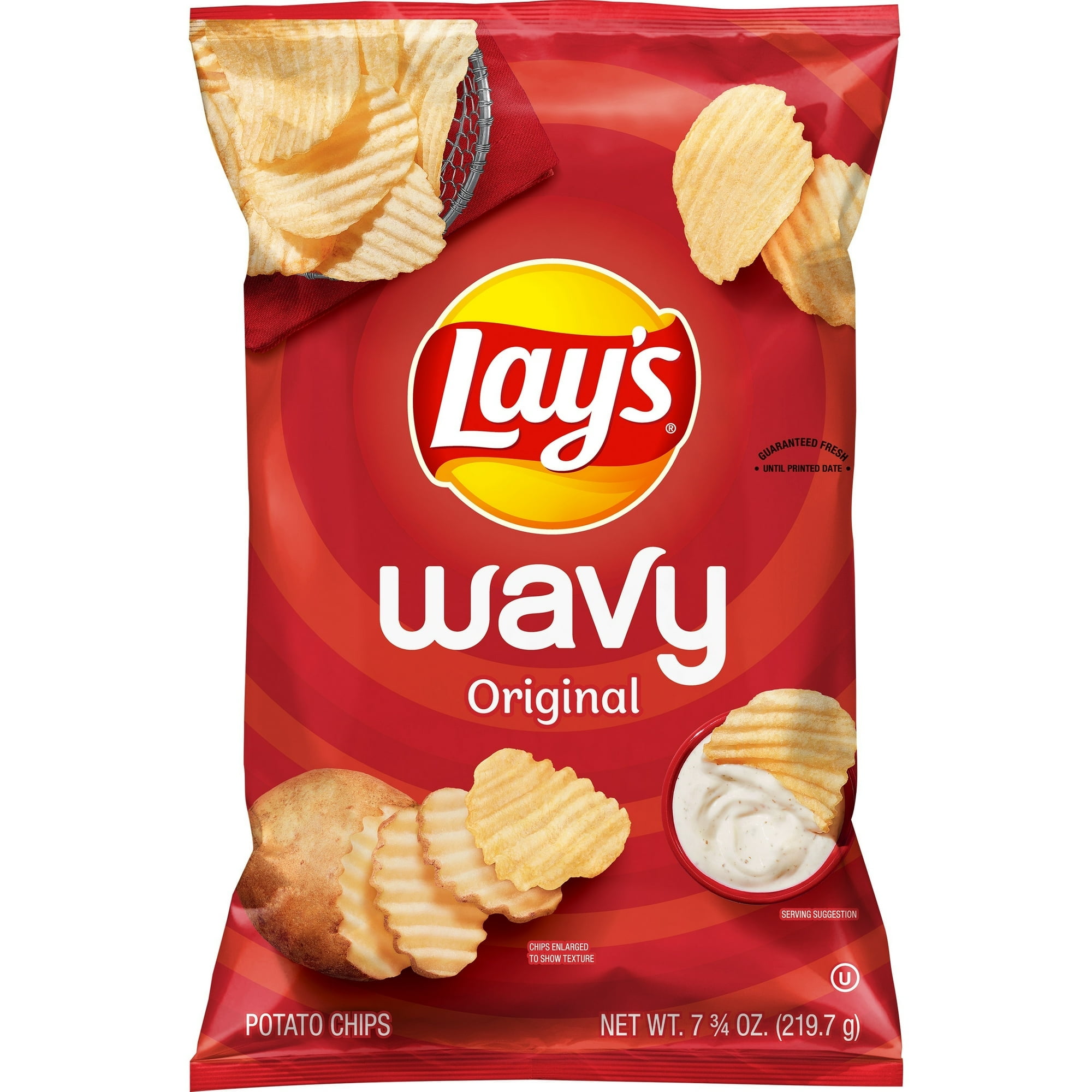 Lay's Wavy Potato Chips, Original Flavor, 7.75 oz Bag(pack of 4 ...