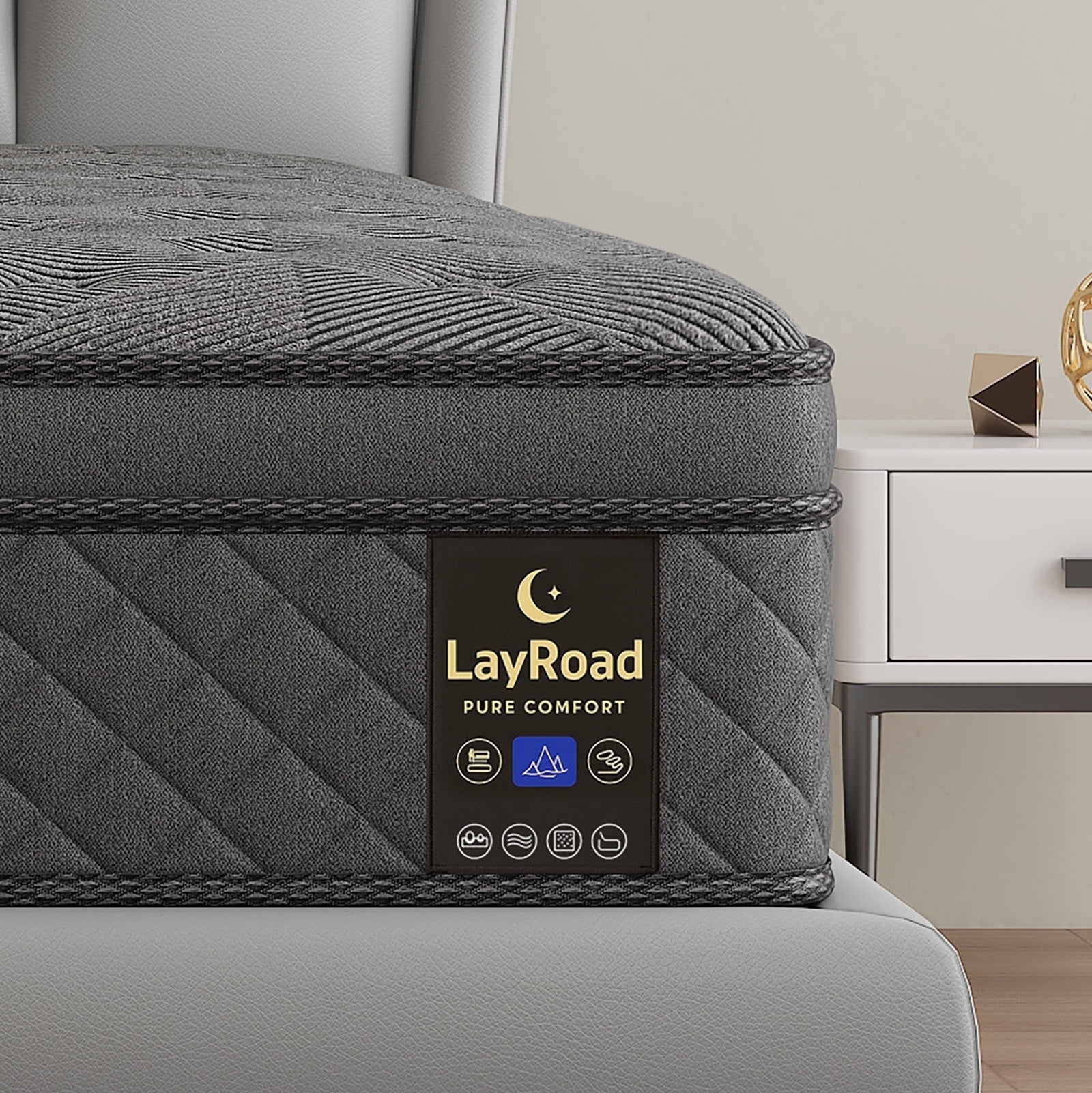 LayRoad 12 inch Twin Mattress Medium Firm Cooling Memory Foam Mattress ...