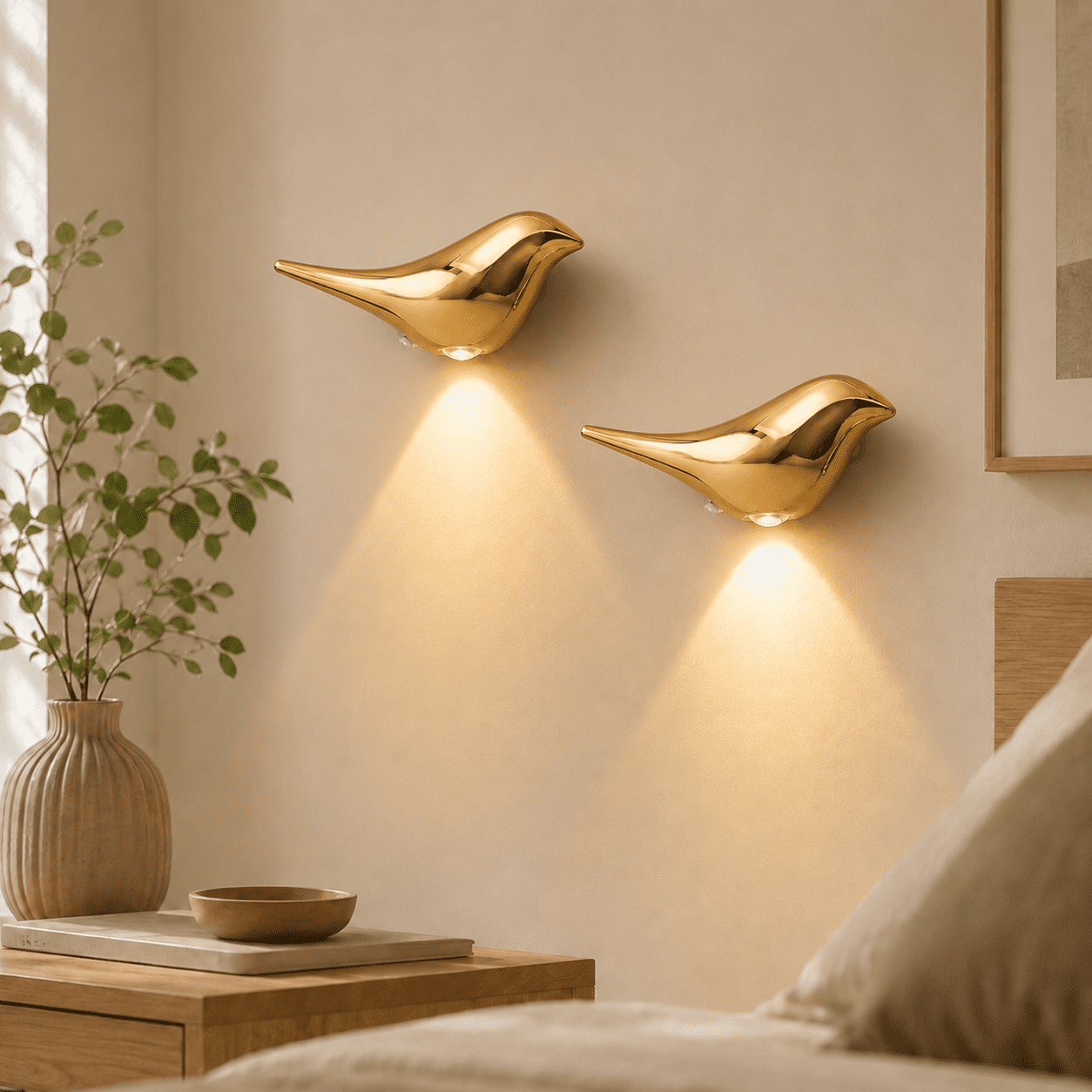Laybasic Motion Sensor Bird Wall Light, 2-Pack Cordless Rechargeable ...