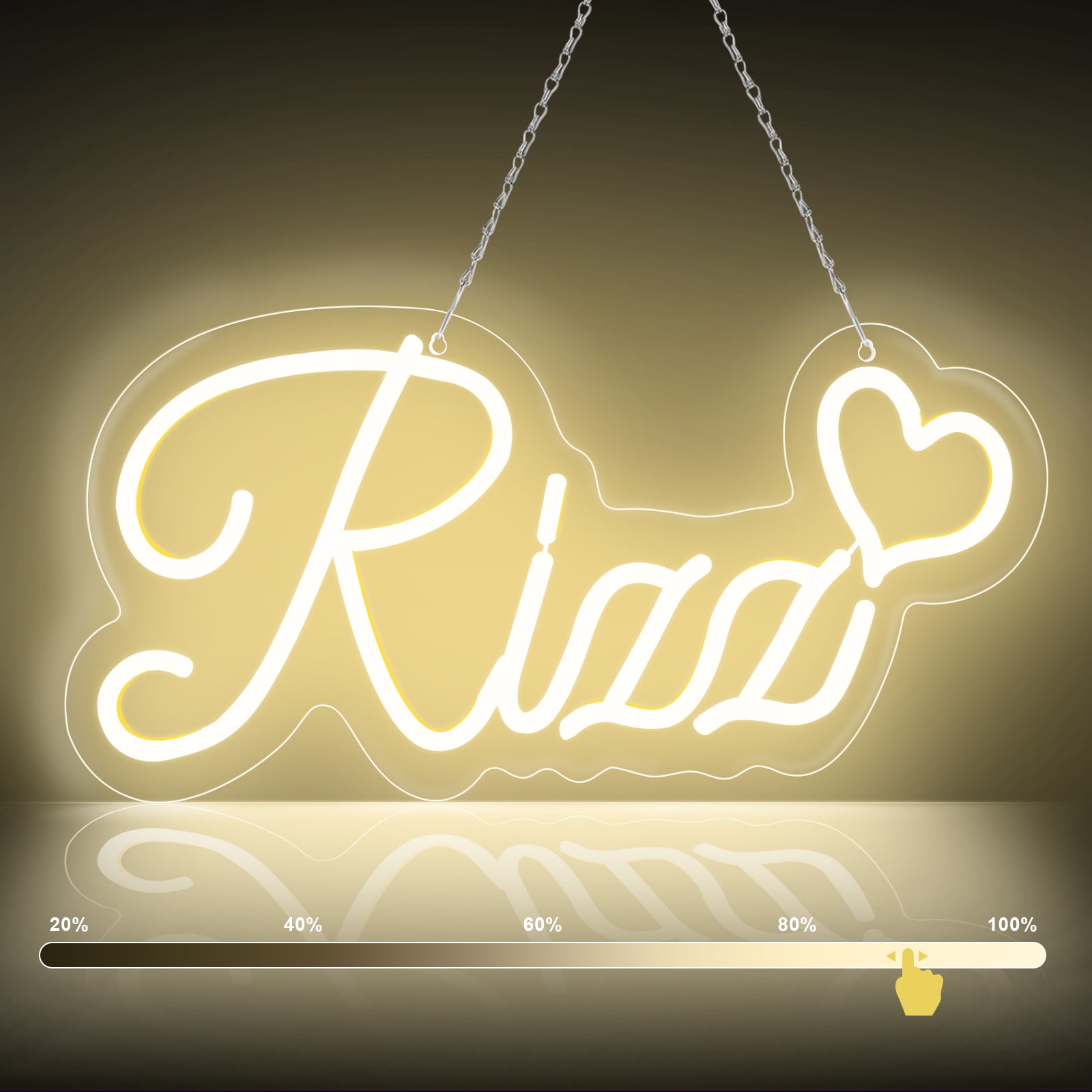 Laybasic Rizz Neon Sign, Dimmable 15.8"x 7.1" LED Pink Neon Signs for ...