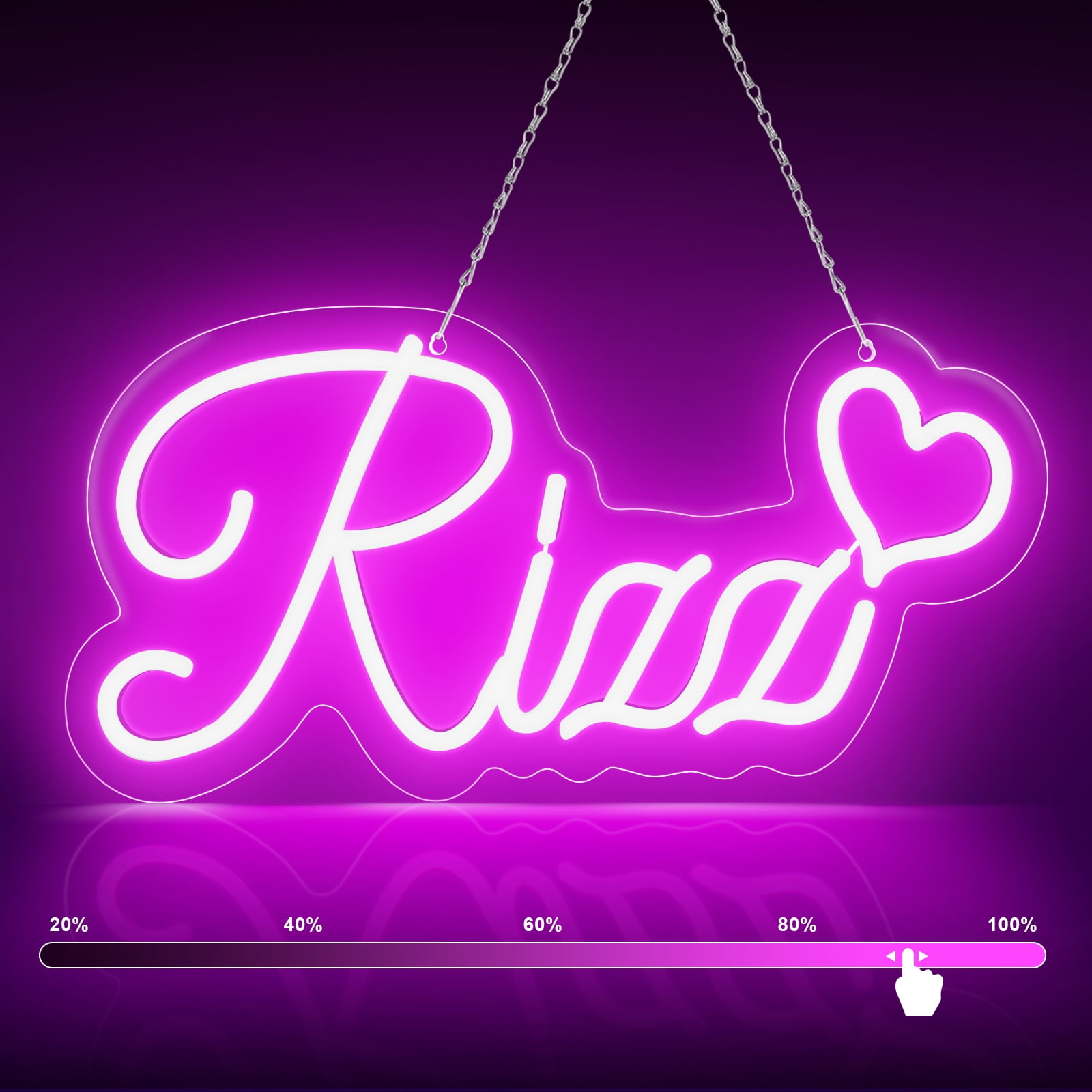 Laybasic Rizz Neon Sign, Dimmable 15.8"x 7.1" LED Warm White Neon Signs ...