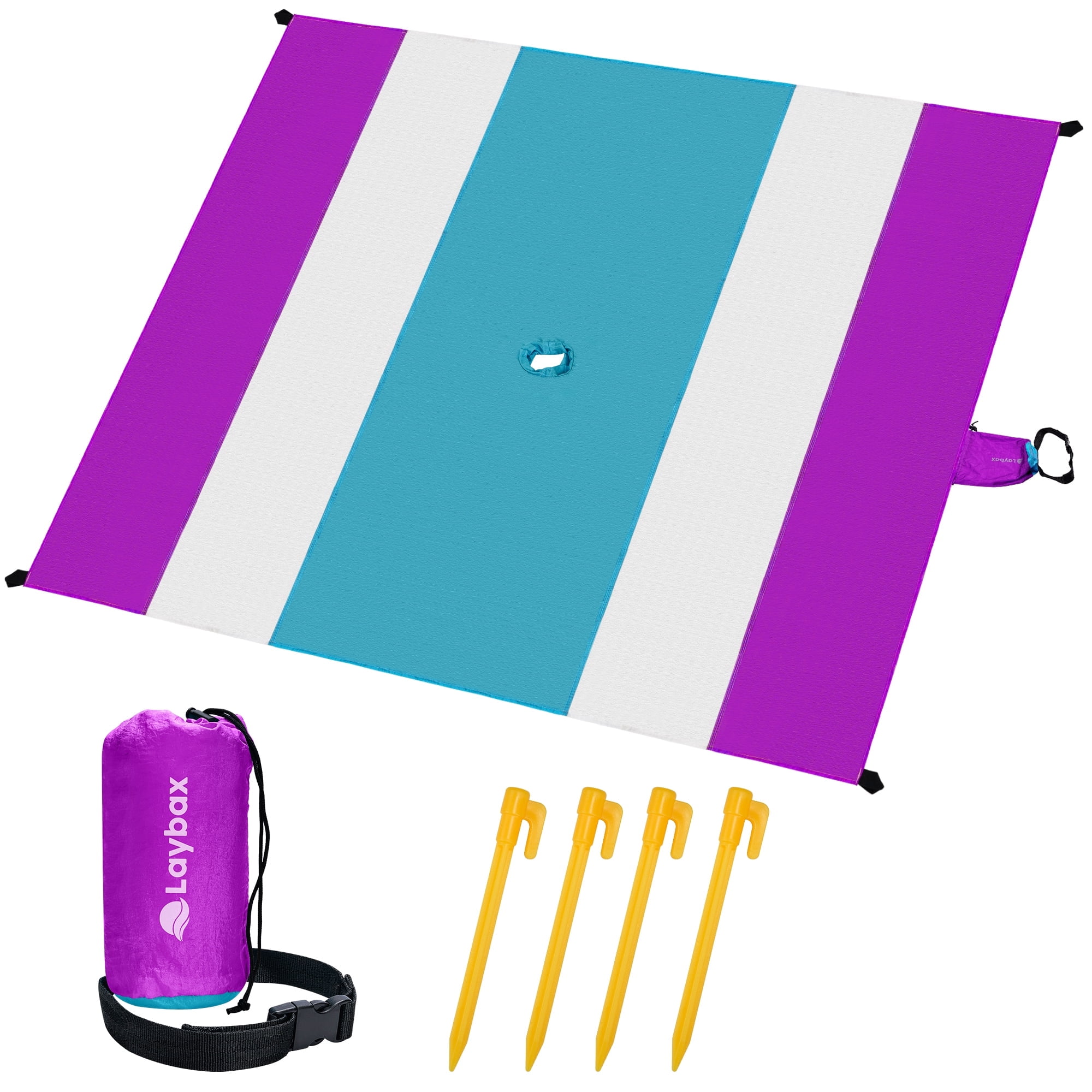 Laybax 5' x 7' Purple Picnic Beach Blanket & Mat for Adults, 1 Piece ...