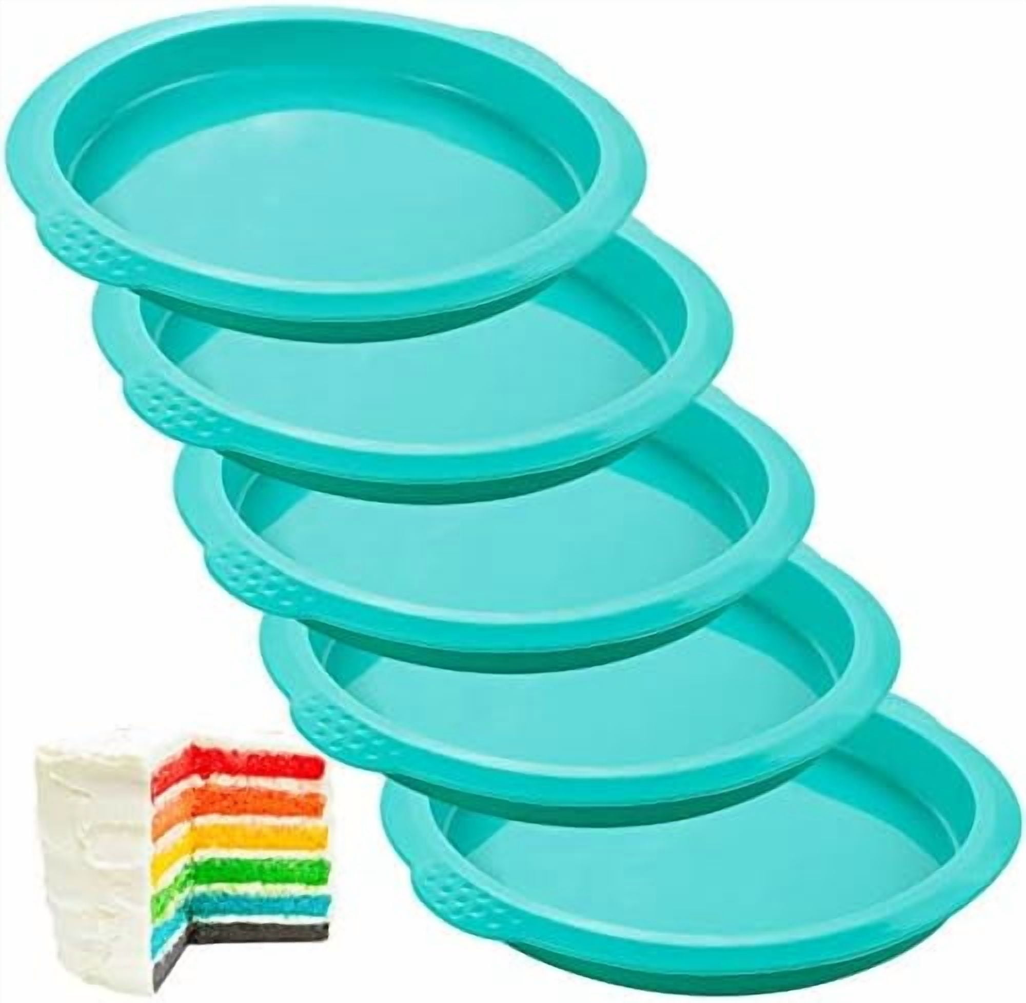 Layer Cake Pans Set, 6 Inch Round Rainbow Cake Baking Pans, Silicone ...