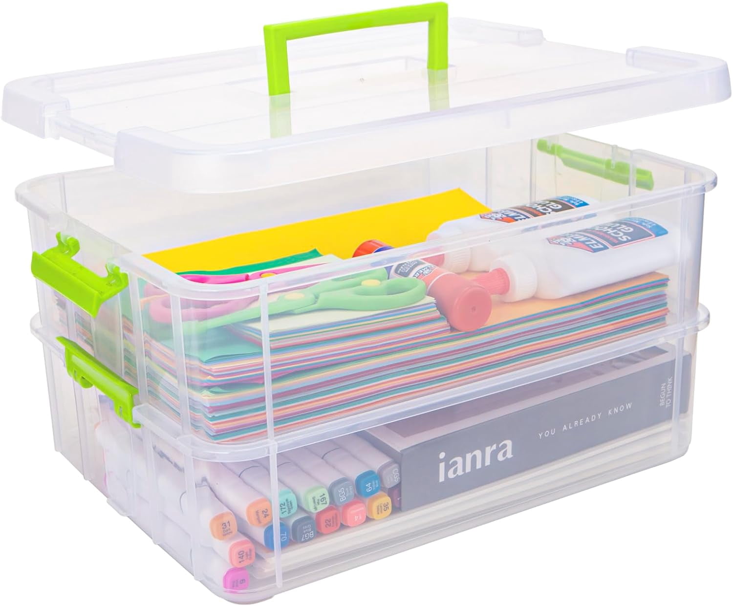 Layer Plastic Storage Containers with Lids, Multipurpose Stack & Carry ...