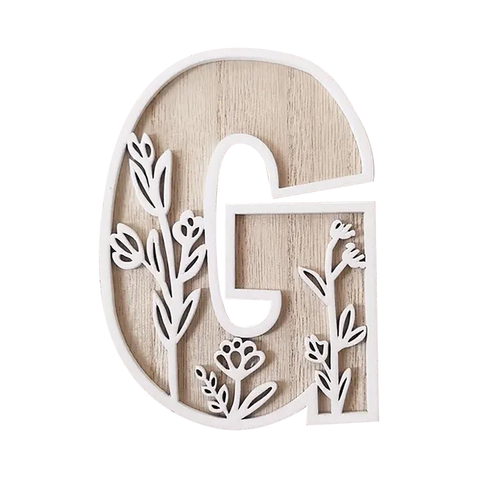 Layered 5 Inch Large Wooden Letters for Wall Decor, Flowered Paintable ...