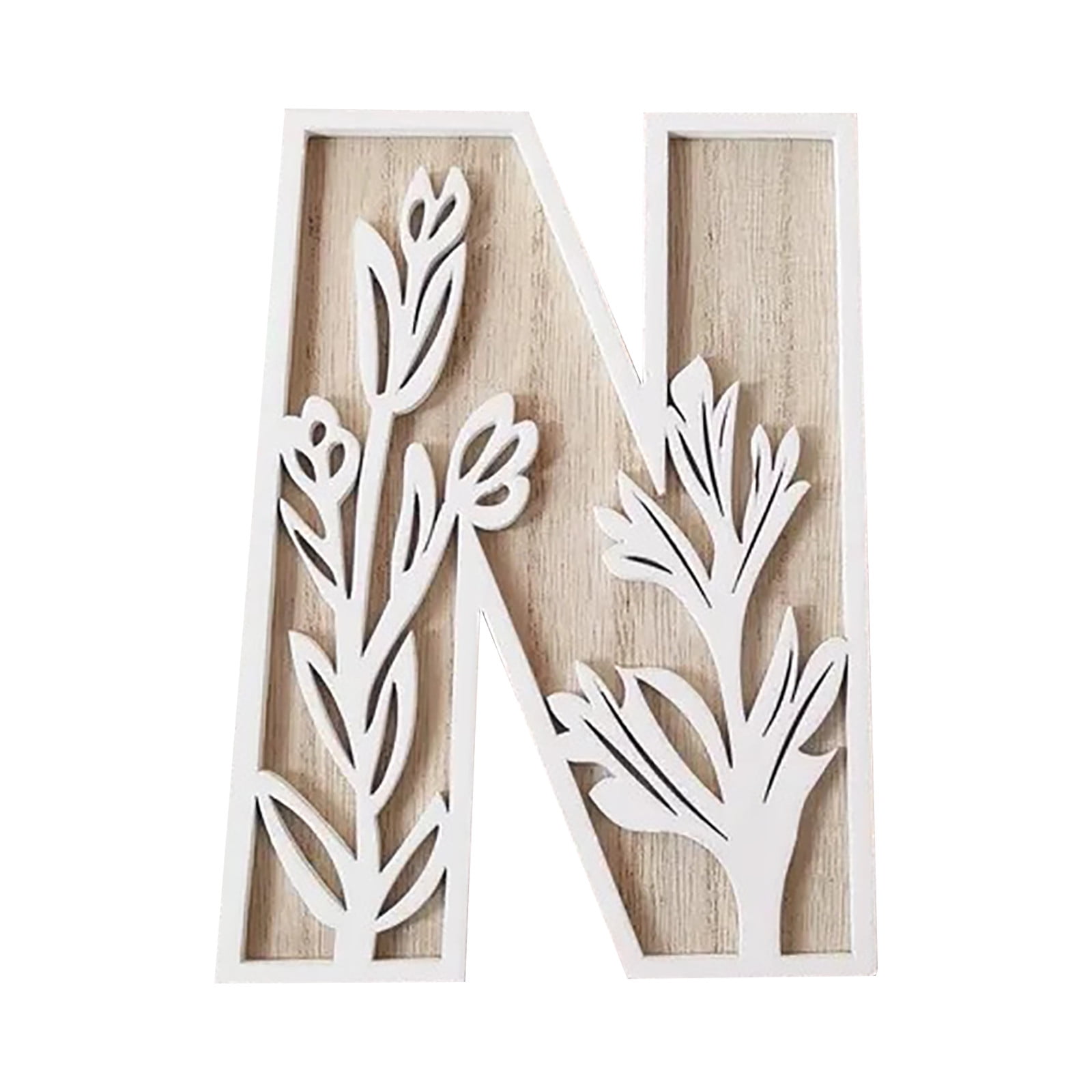 Layered 5 Inch Wooden Letters for Wall Decor, Flowered Paintable Wooden ...
