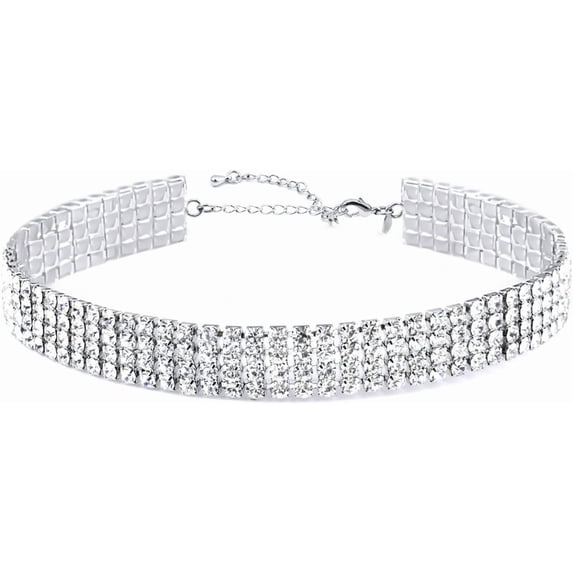 Layered Chain Necklace Shark Tooth Design Tassel White Rhinestone ...