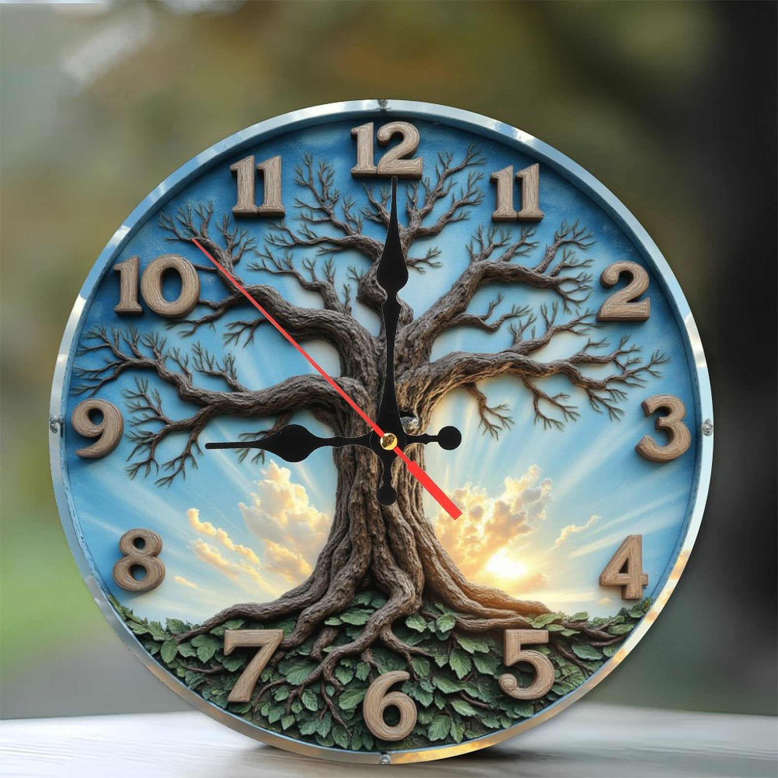 Layered Creative Tree Wall Clock with Unique Design 10-Inch Silent ...