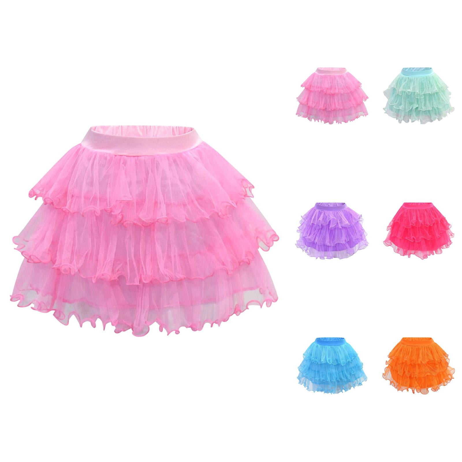 Layered Flowy Tutu Skirt for Girls, Flared Puffy Dance Skirt with Satin ...