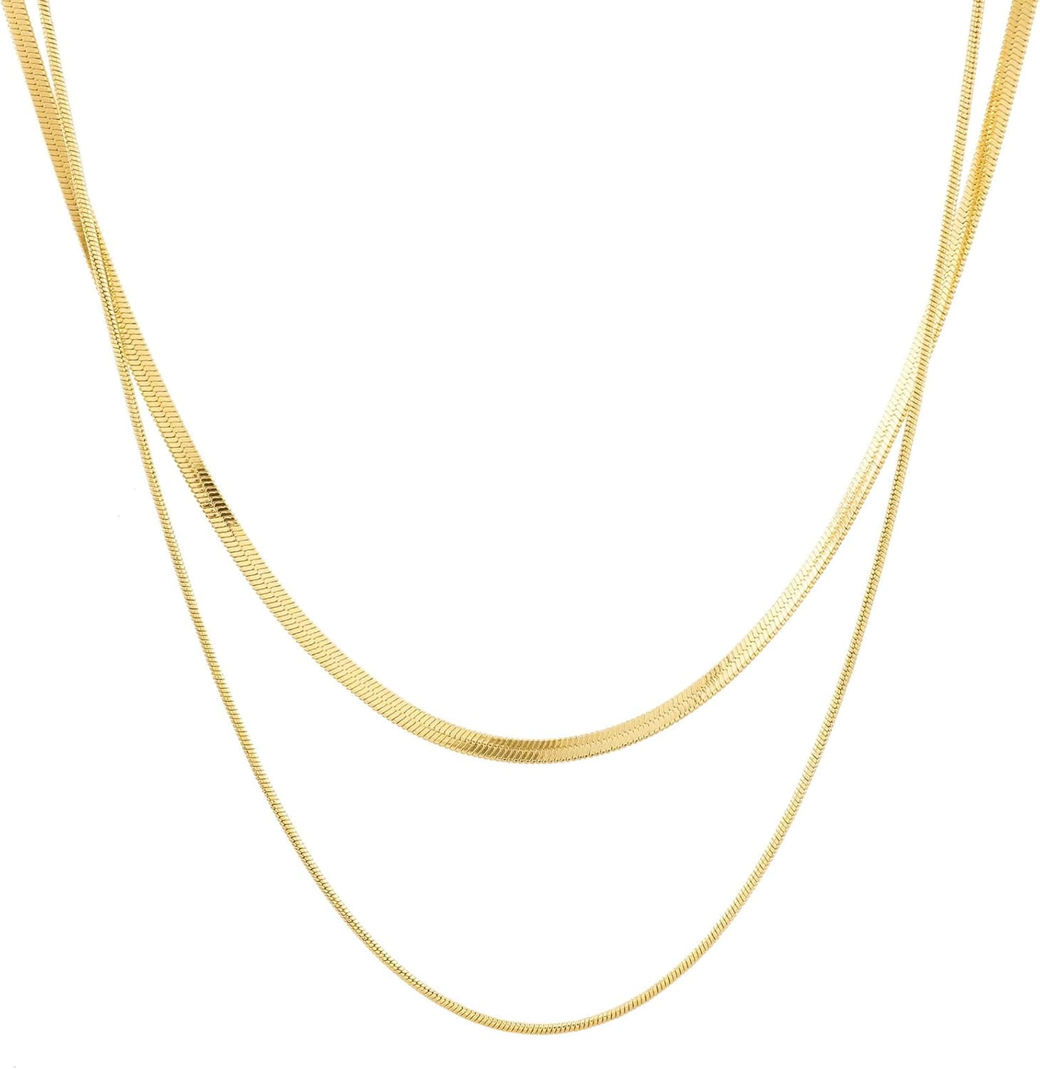 Layered Gold Silver Snake Necklace For Women Trendy Dainty 14K Gold ...