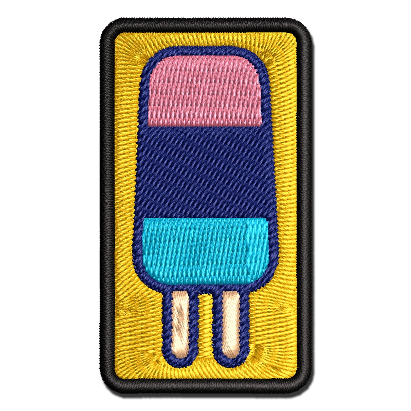 Layered Ice Cream Bar Frozen Treat Popsicle Applique Multi-Color Embroidered Iron-On Patch - 2.5 ...