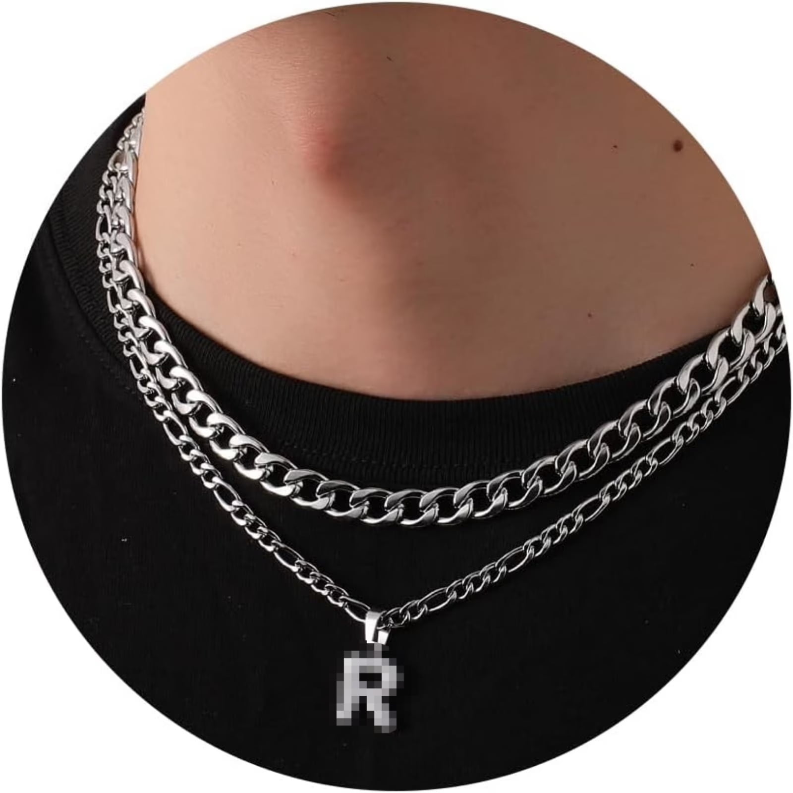 Layered Initial A-Z Pendant Necklaces Gifts for Men, Stainless Steel ...