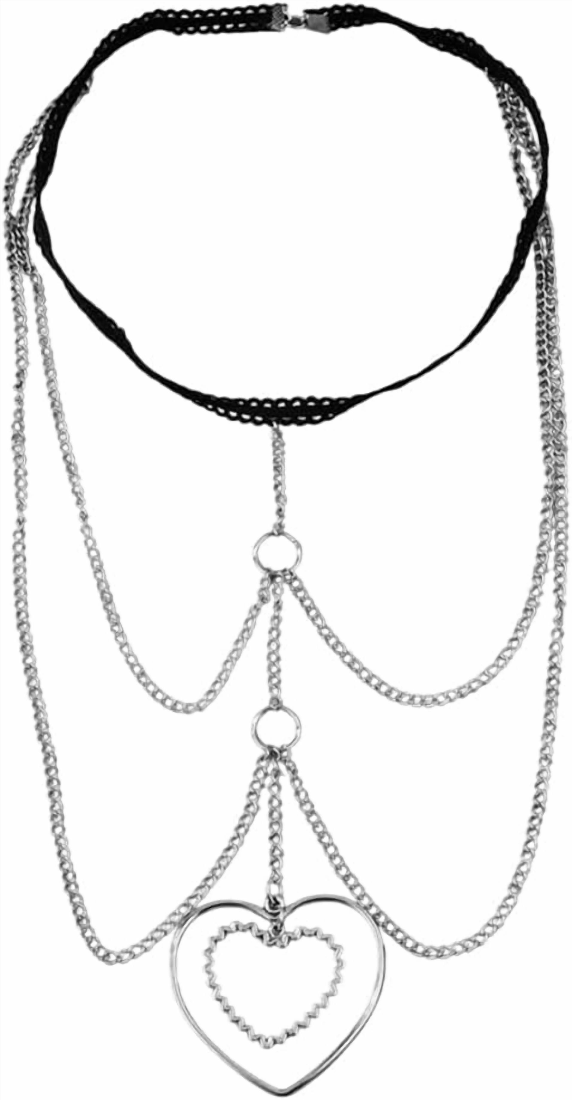 Layered Leg Chain Heart Shape Elastic Thigh Chains Silver Alloy Boho ...