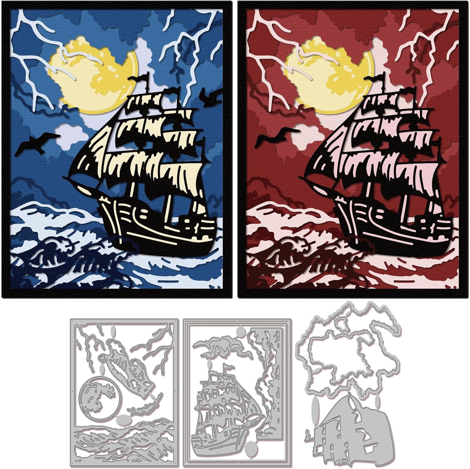 Layered Lightning Ship Cutting Dies for DIY Scrapbooking Metal Ocean ...