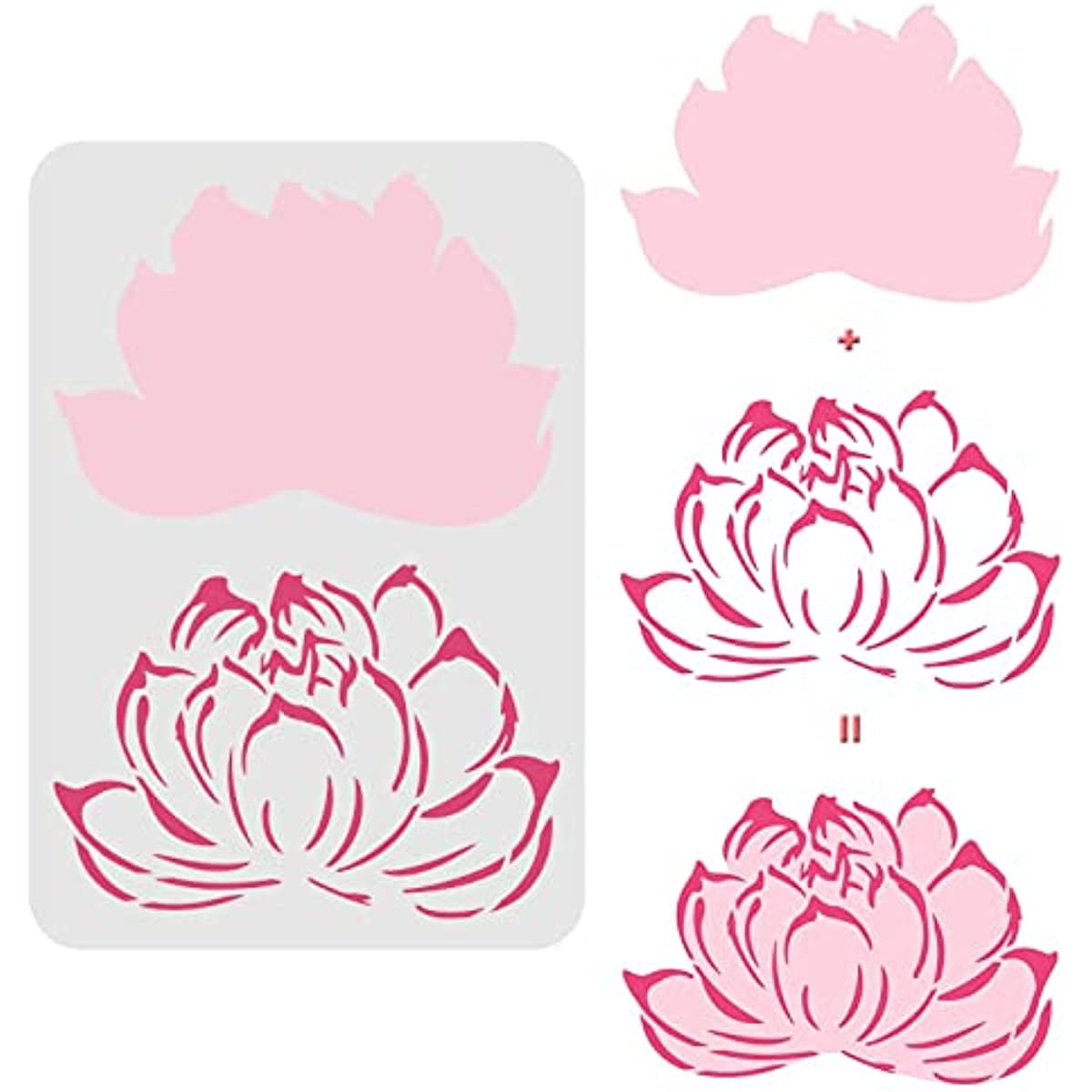 Layered Lotus Stencil 11.7x8.3 inch Plastic Lotus Flower Drawing ...