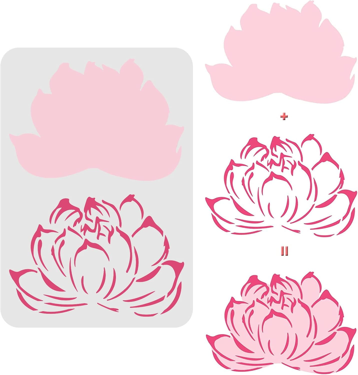 Layered Lotus Stencil 11.7x8.3 inch Plastic Lotus Flower Drawing ...