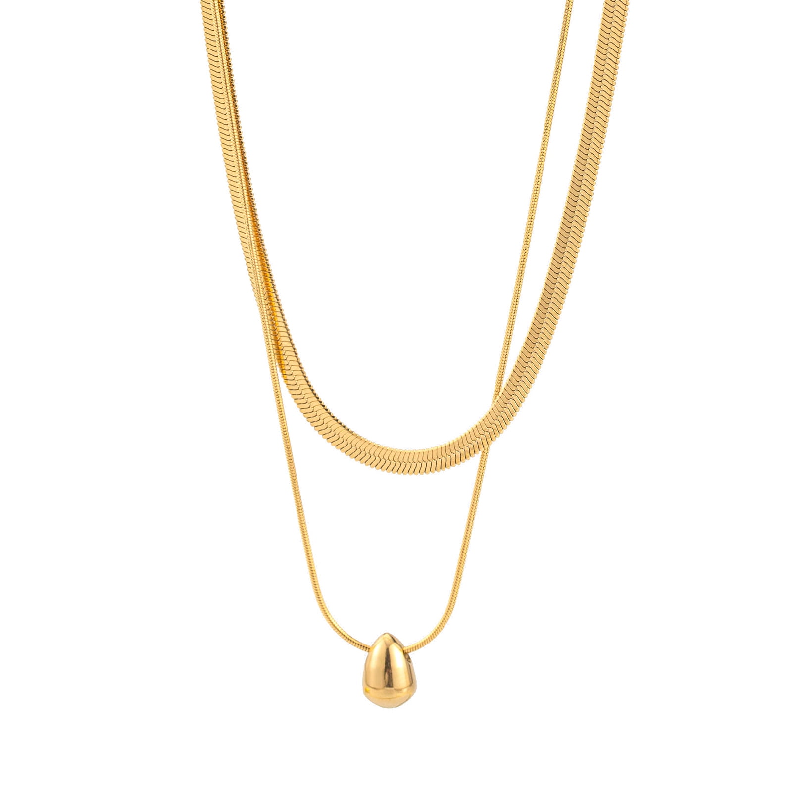 Layered Necklaces for Women | Waterproof 18k Real Gold Plated Drop ...