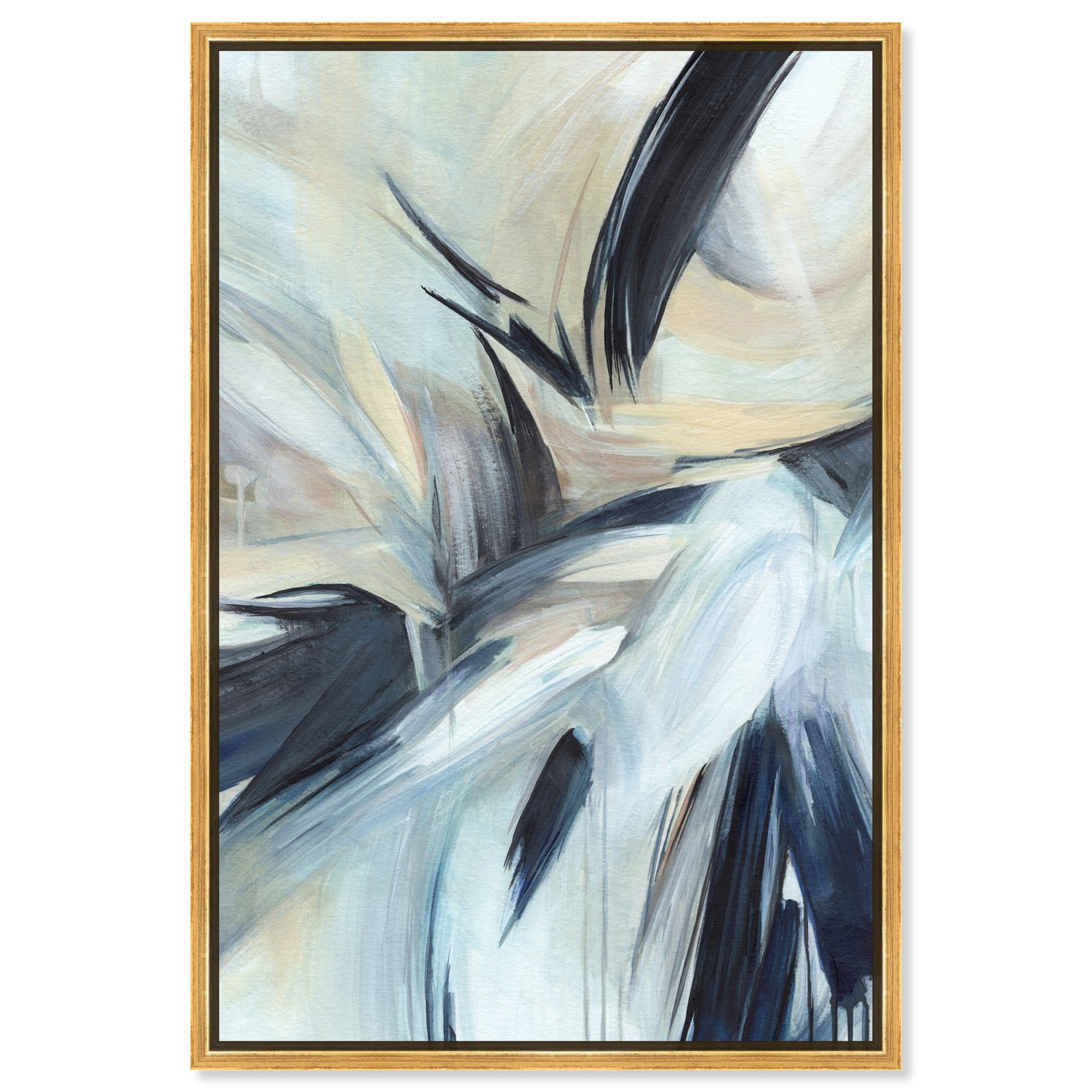 Layered Shadows Canvas Green Abstract Art by Art Remedy, Gold Frame, 30 ...