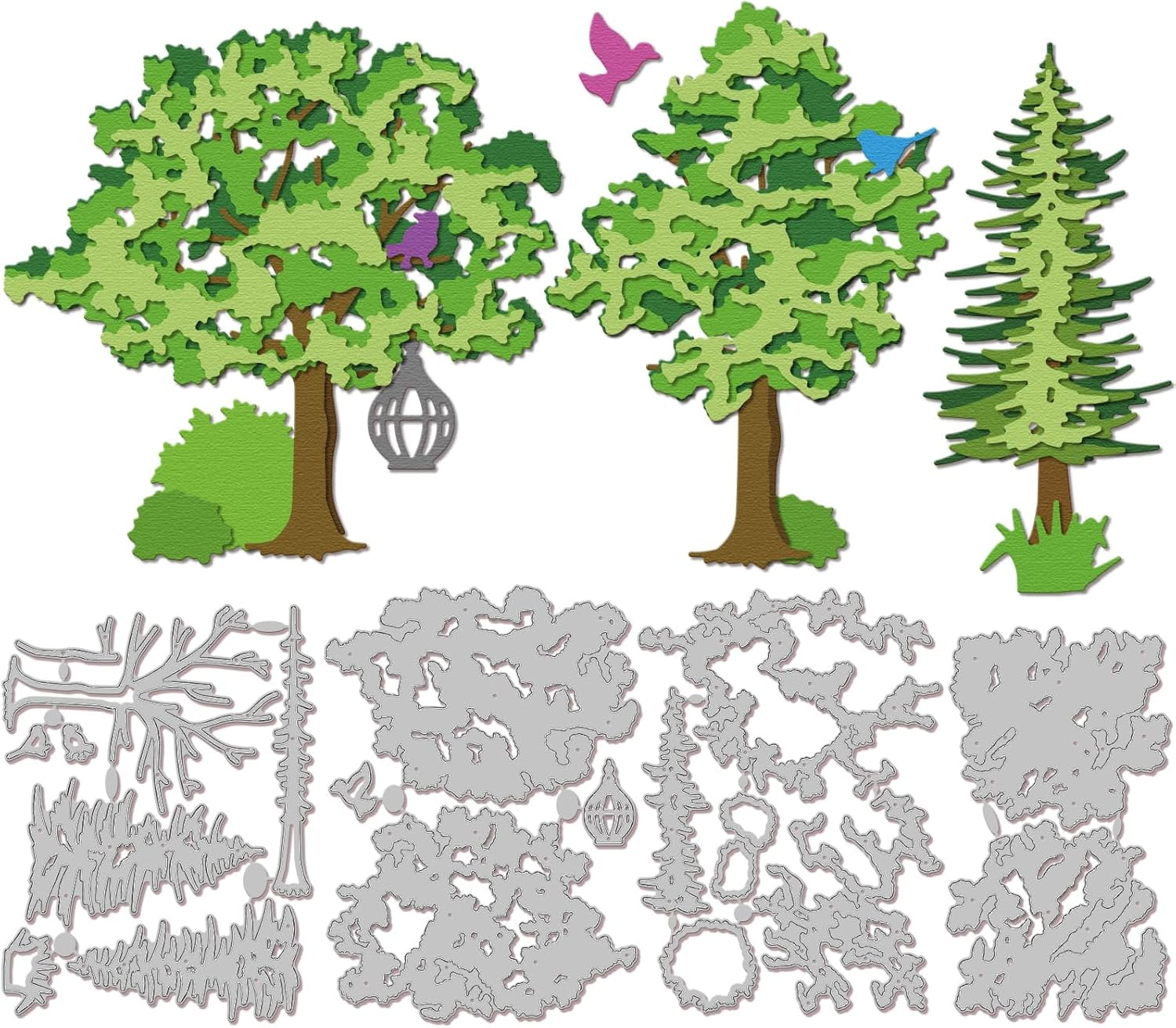 Layered Trees Cutting Dies for DIY Scrapbooking Metal Spring Grass Cut ...