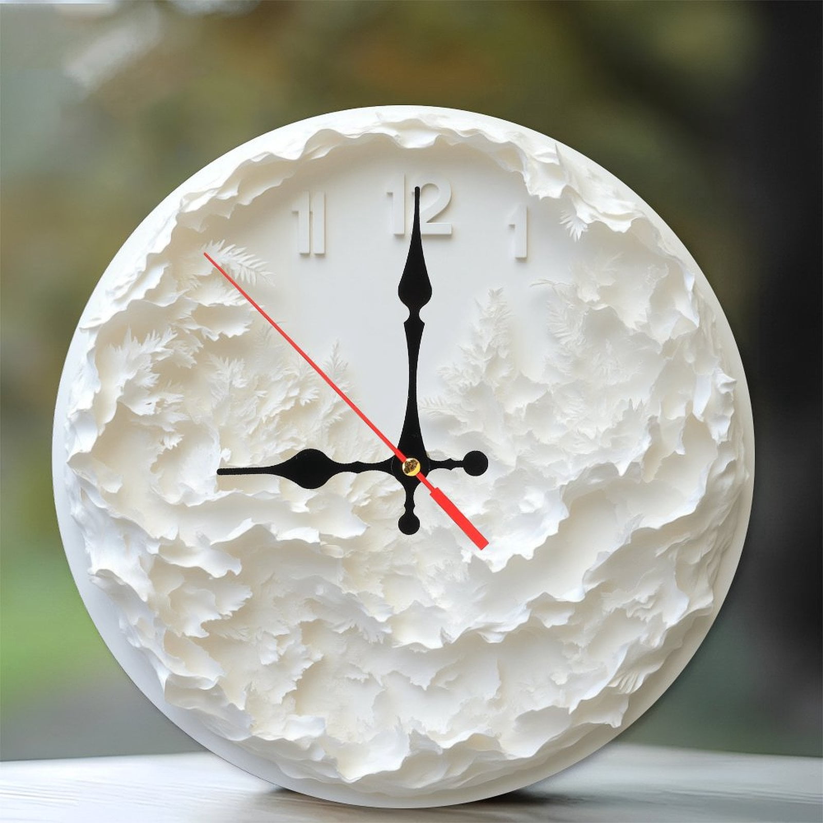 Layered White Wall Clock with Nature Landscape Design 10-Inch Silent ...