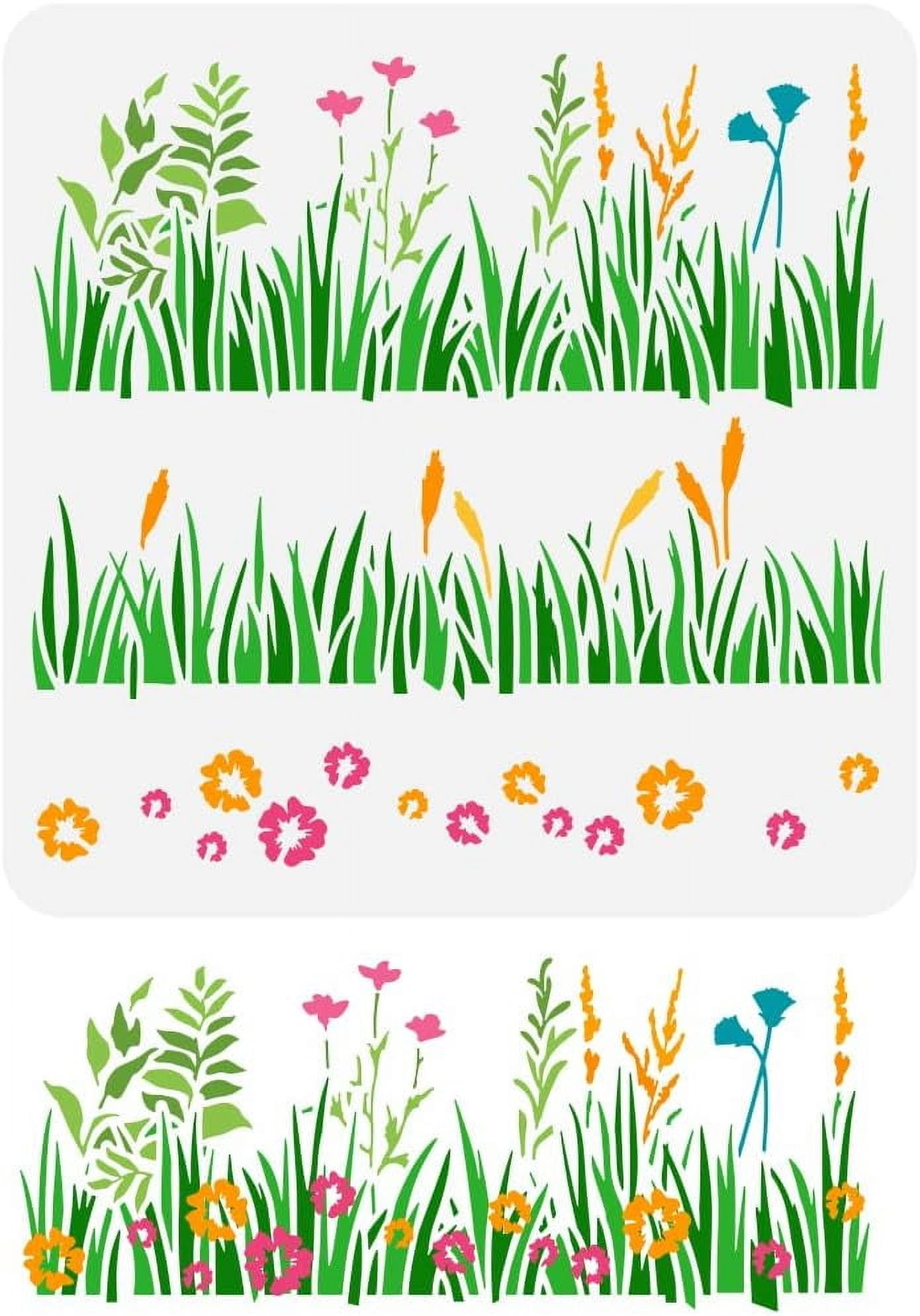 Layering Grasses Painting Stencil 11.8x11.8inch Reusable Wild Flower ...