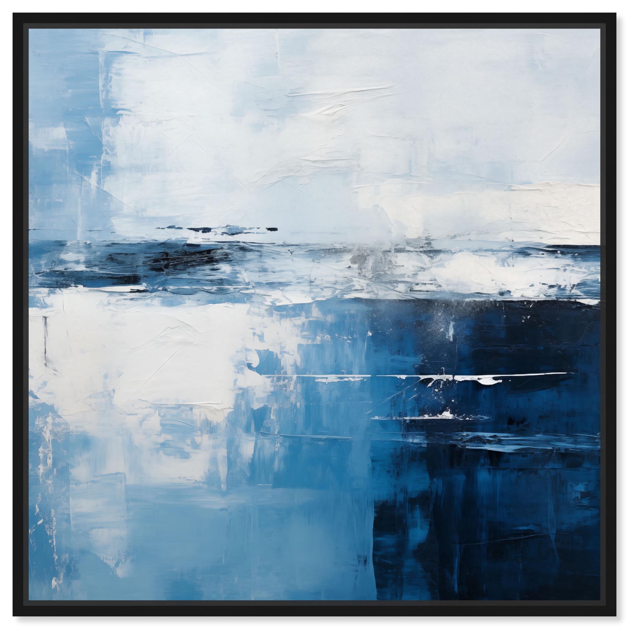 Layers of Blue Canvas Blue Abstract Art by Art Remedy, Black Frame, 30 ...
