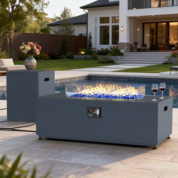 LayinSun 42 Inch Outdoor Fire Pit Table for Outside Patio, 55000BTU ...