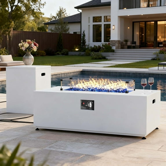LayinSun Outdoor Fire Pit Table, 42 Inch, Propane, 55000BTU, Hidden ...