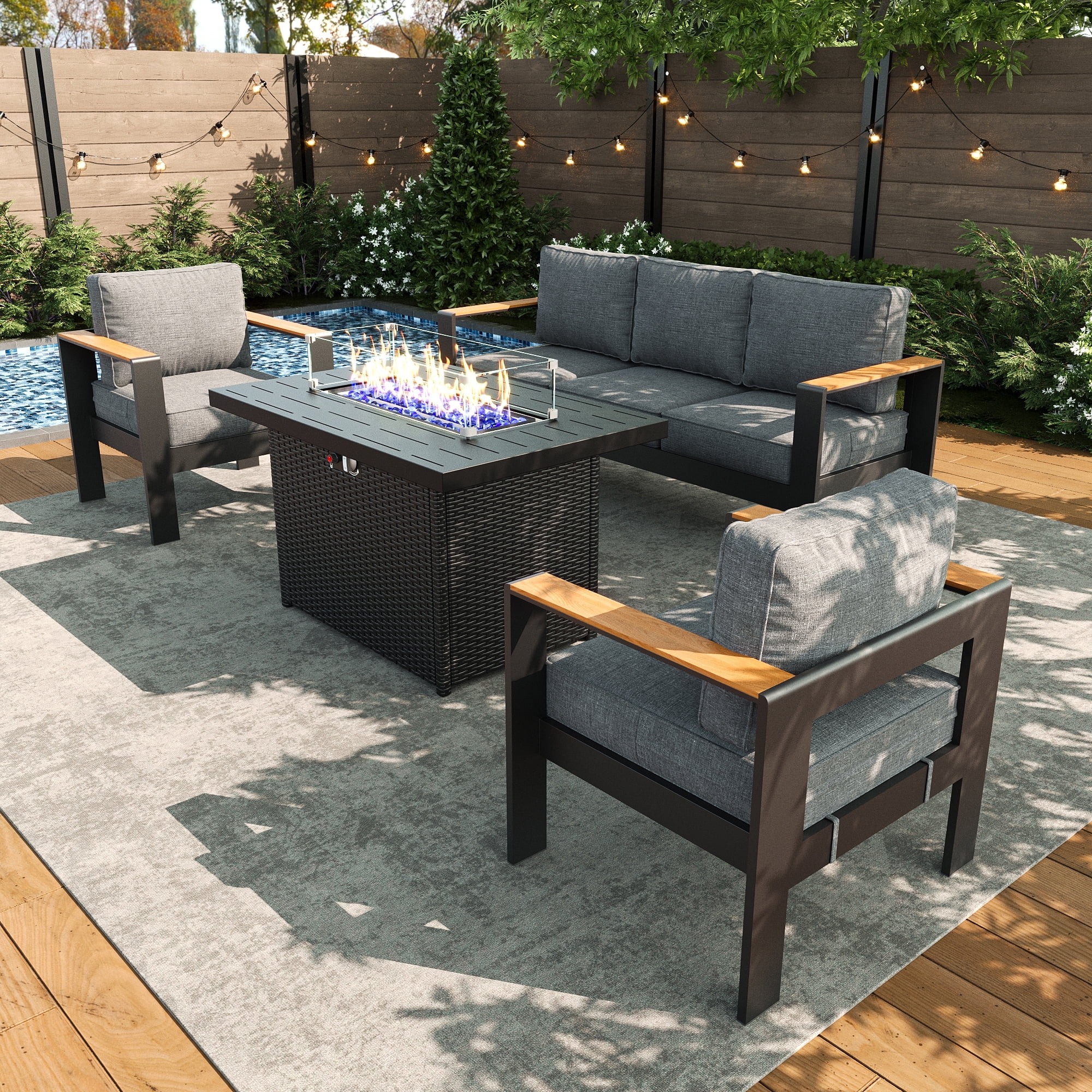 LayinSun Outdoor Conversation Set with Fire Pit for Patio - Walmart ...