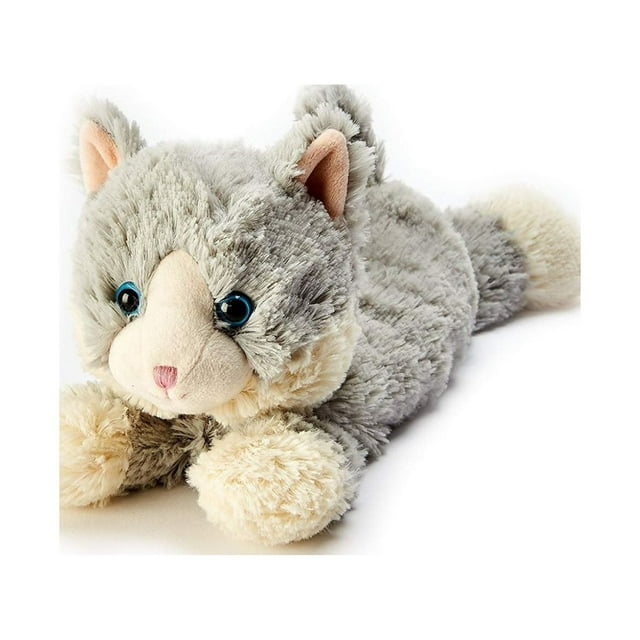 Warmies Plush Laying Down Gray Cat - Microwavable Stuffed Animal for ...