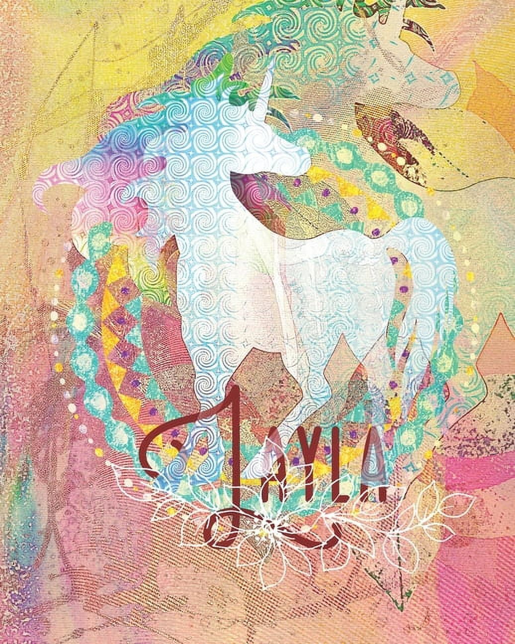 Layla: Colorful Rainbow Unicorn - 100 Pages 8"X10" Girl's Composition ...