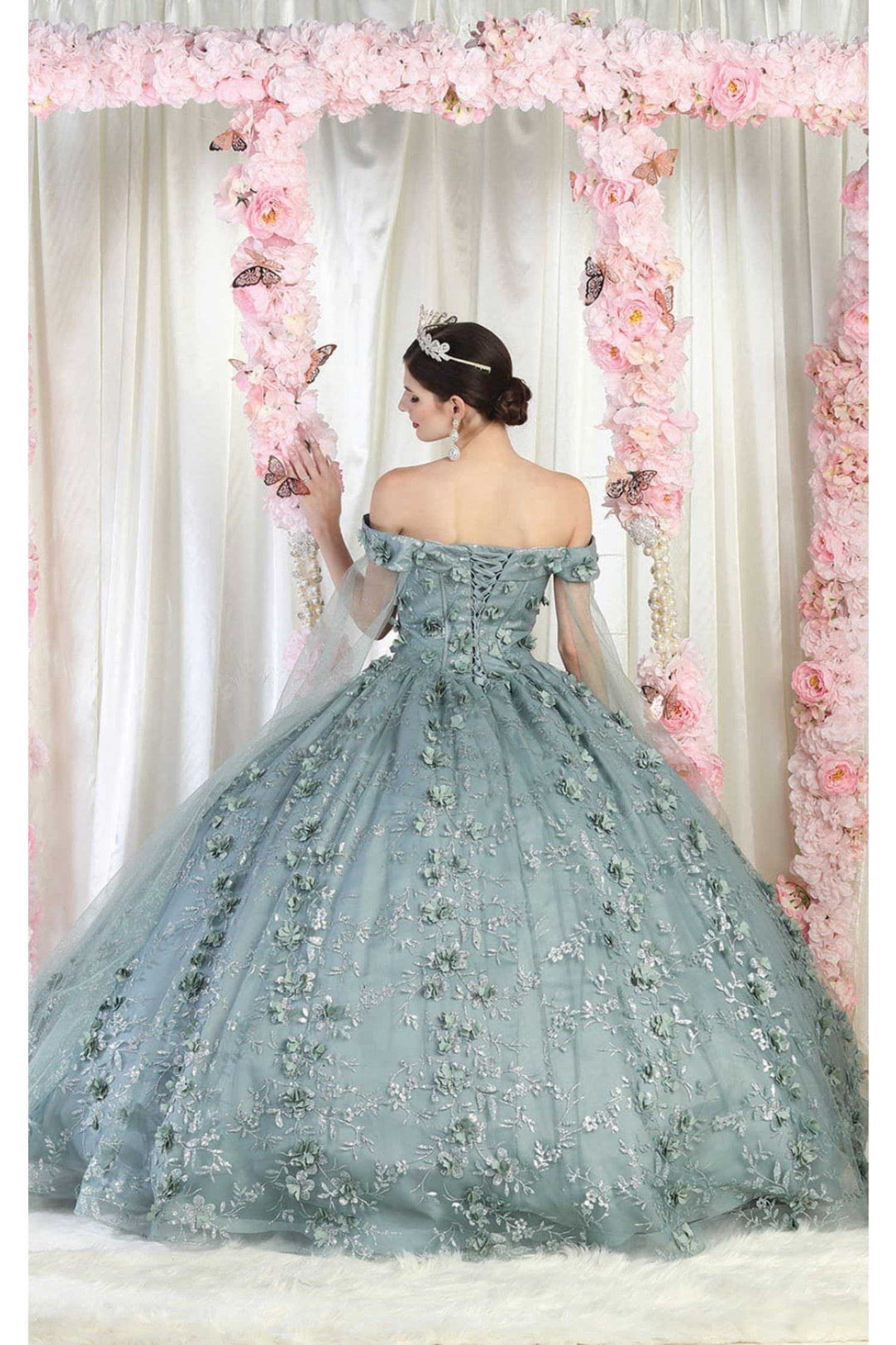 Womens Sage Prom Quinceanera Sweet 16 Long Sweetheart Off Shoulder Ball ...