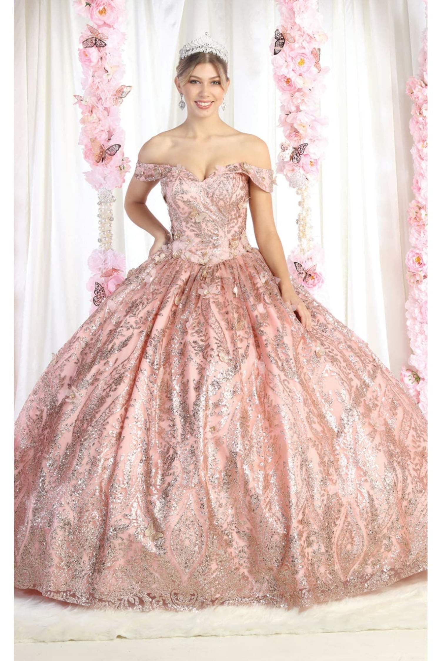 Layla K LK186 Juniors Womens 3D Butterfly Quince Ball Gown - Walmart.com