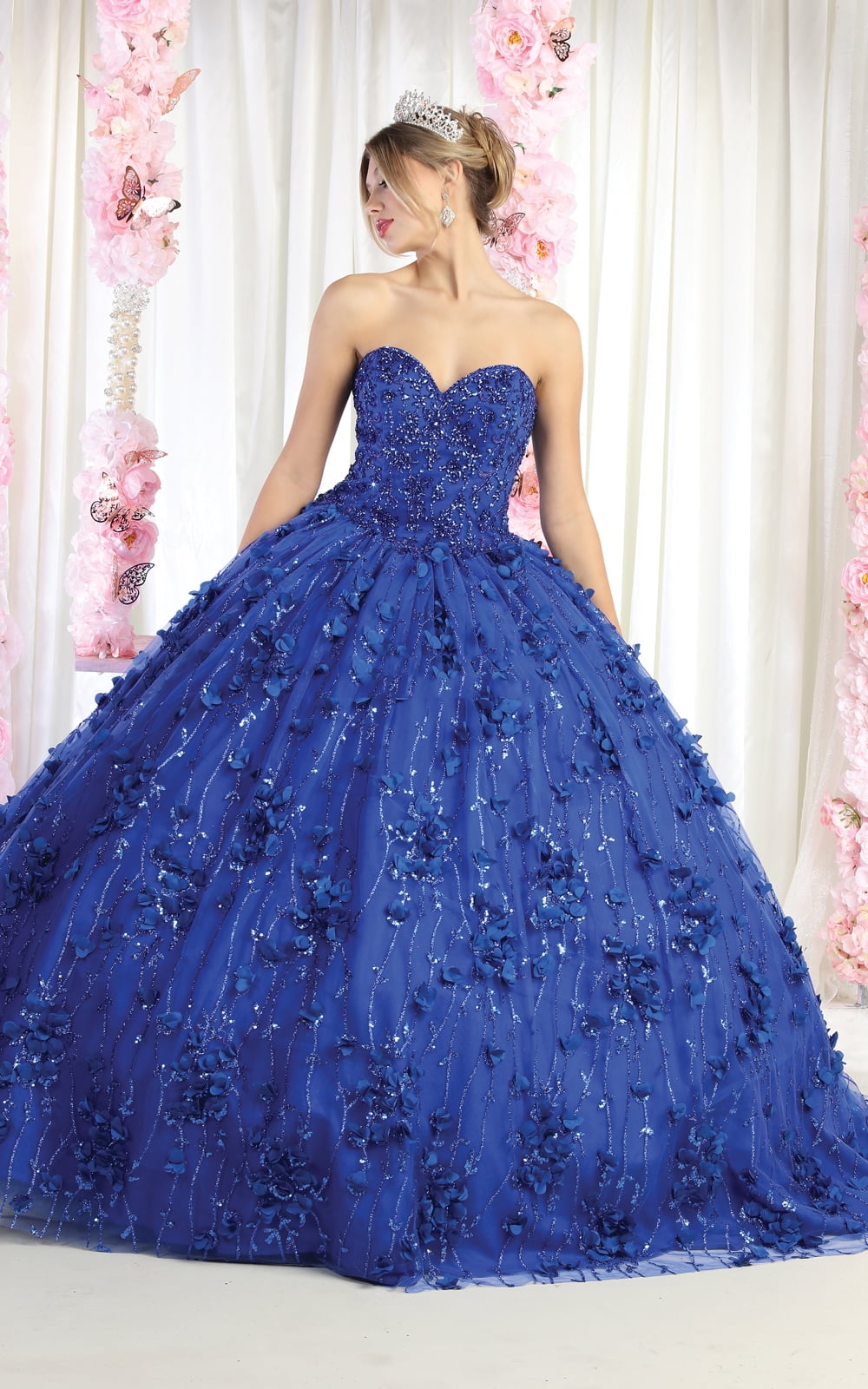 Womens Royal Blue Prom Quinceanera Sweet 16 Long Sweetheart Sleeveless ...