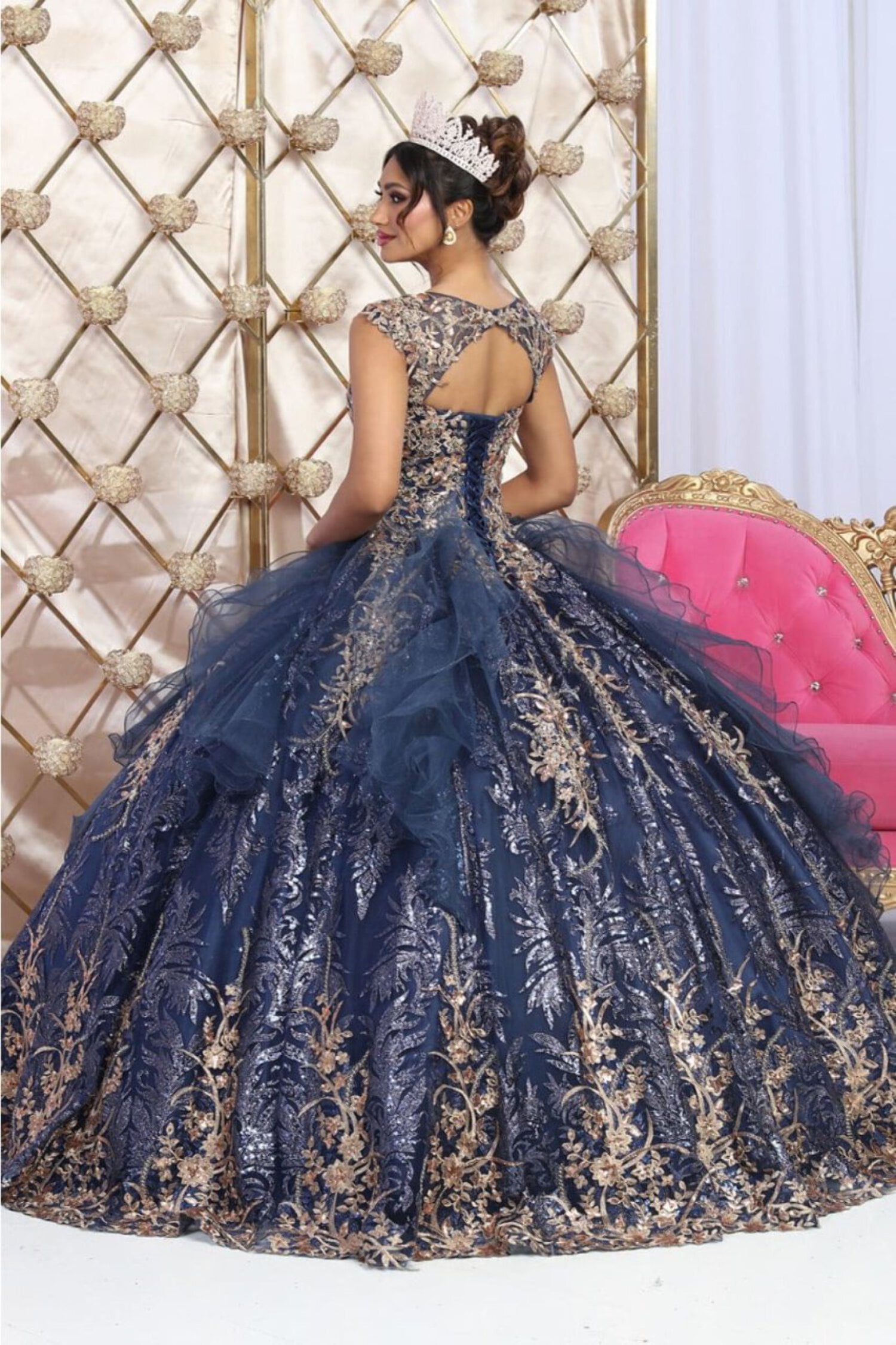 Layla K LK231 Juniors Womens Glitter V-Neck Masquerade Ball Gown ...