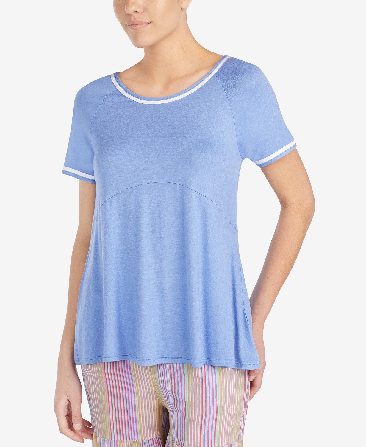 Layla Womens Sleepwear Contrast Trim Pajama Top Only,1-Piece, Large ...