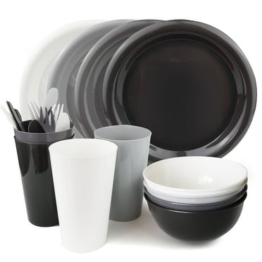 Mainstays 28-Piece Eco-Friendly Recycled Plastic Dinnerware Set ...