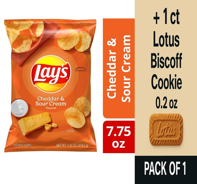 Lays Cheddar And Sour Cream Potato Chips 7.75 oz - Pack of 1 & Lotus ...