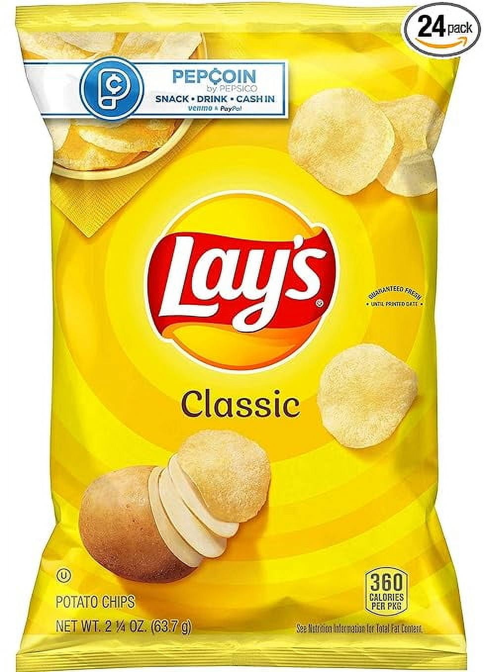 Lays Classic Potato Chips, 2.25 Ounce - 24 per case. - Walmart.com