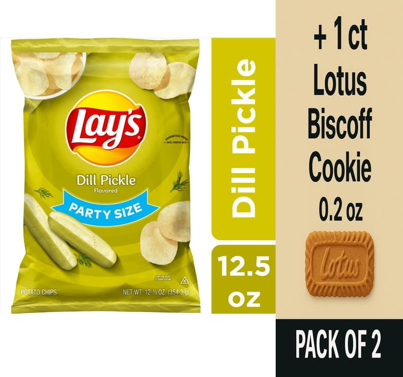 Lays Dill Pickle Potato Chips Party Size 12.5 oz - Pack of 2 & Lotus ...
