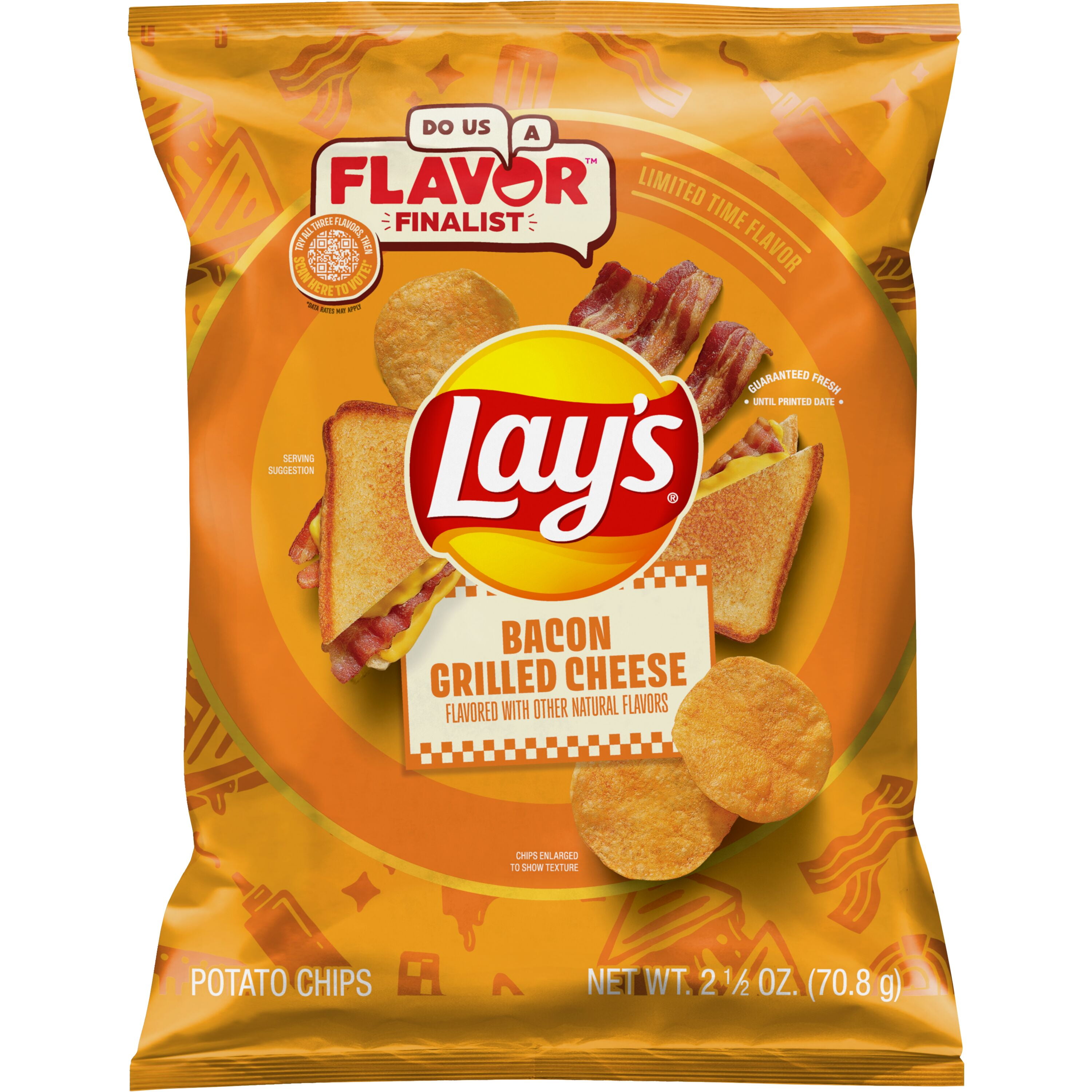 Lay's Bacon Grilled Cheese Potato Chips 2.5 oz Bag Snack for Get ...