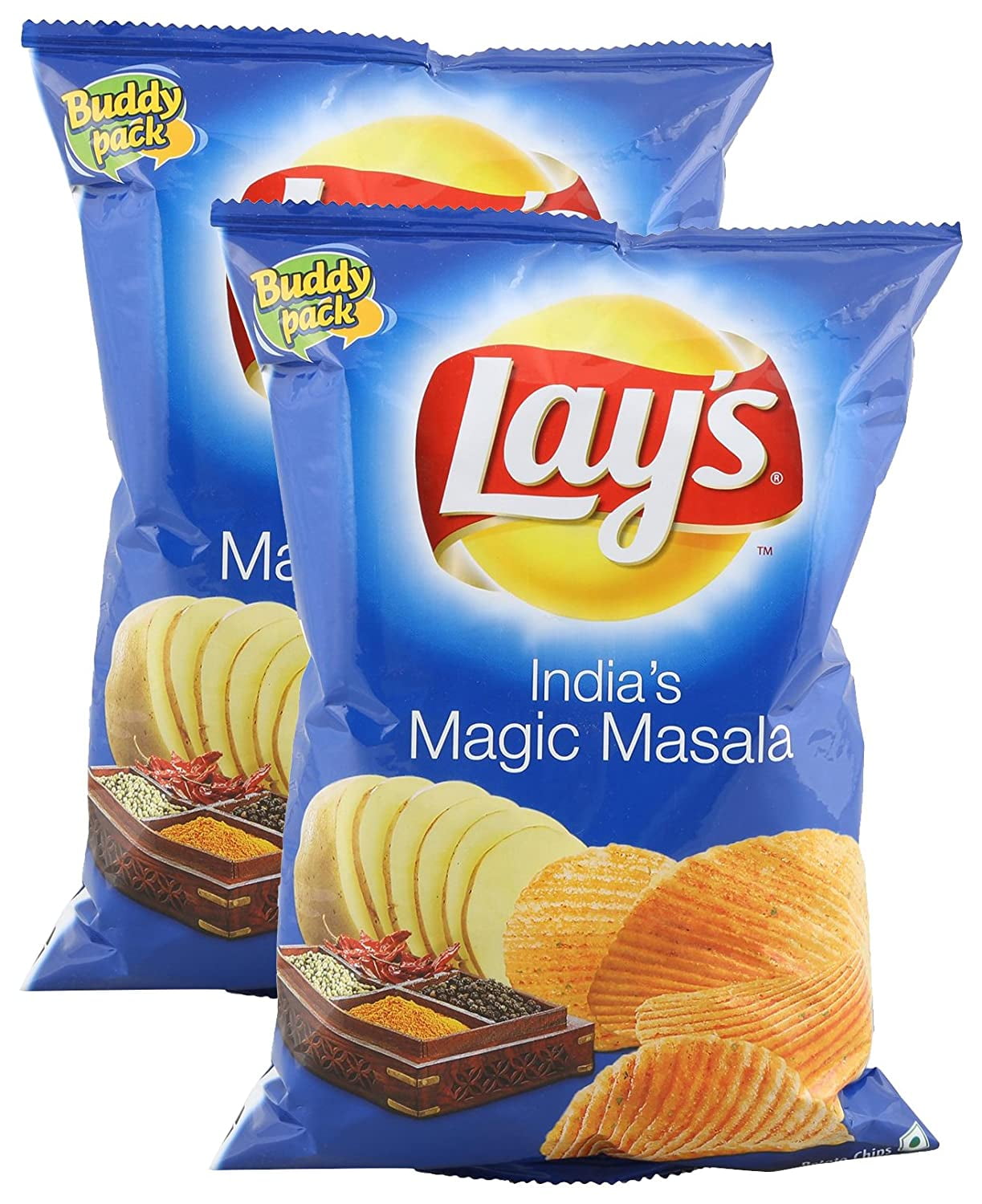 Lay's Potato Chips, India's Magic Masala, 52g (Pack of 2), Vegetarian ...