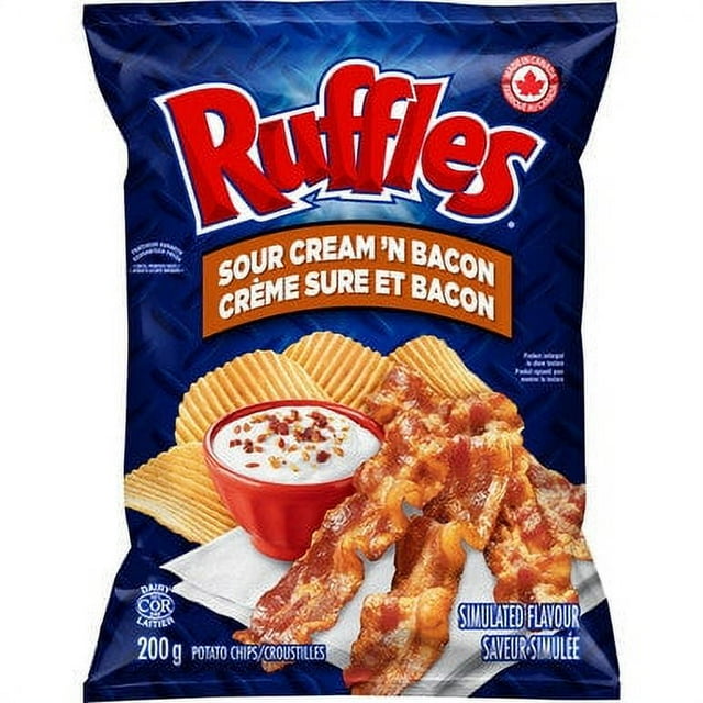 Lays Ruffles Sour Cream & Bacon Chips, Large Bag {Imported from Canada ...