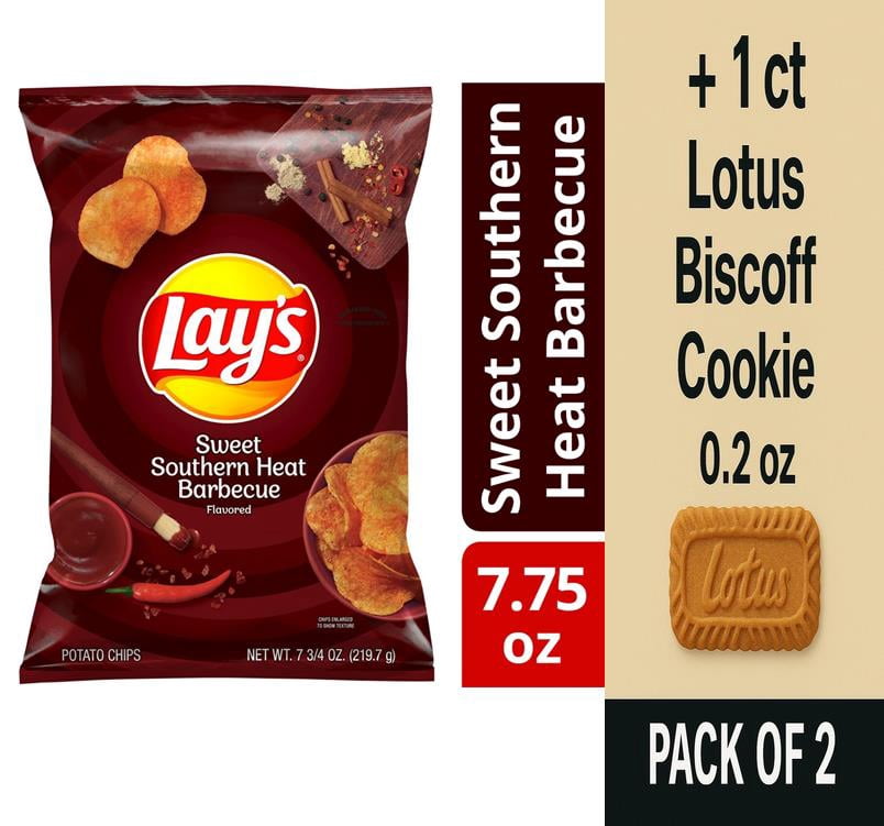 Lays Sweet Southern Heat Barbecue Potato Chips 7.75 oz - Pack of 2 ...