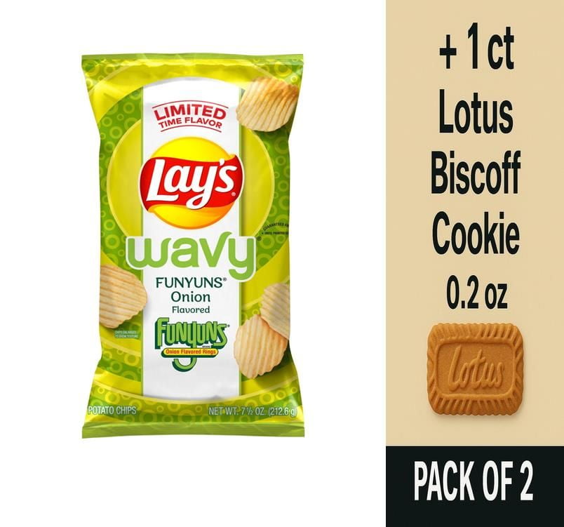 Lays Wavy Funyuns Onion Flavored Rings Potato Chips 7.5 oz - Pack of 2 ...