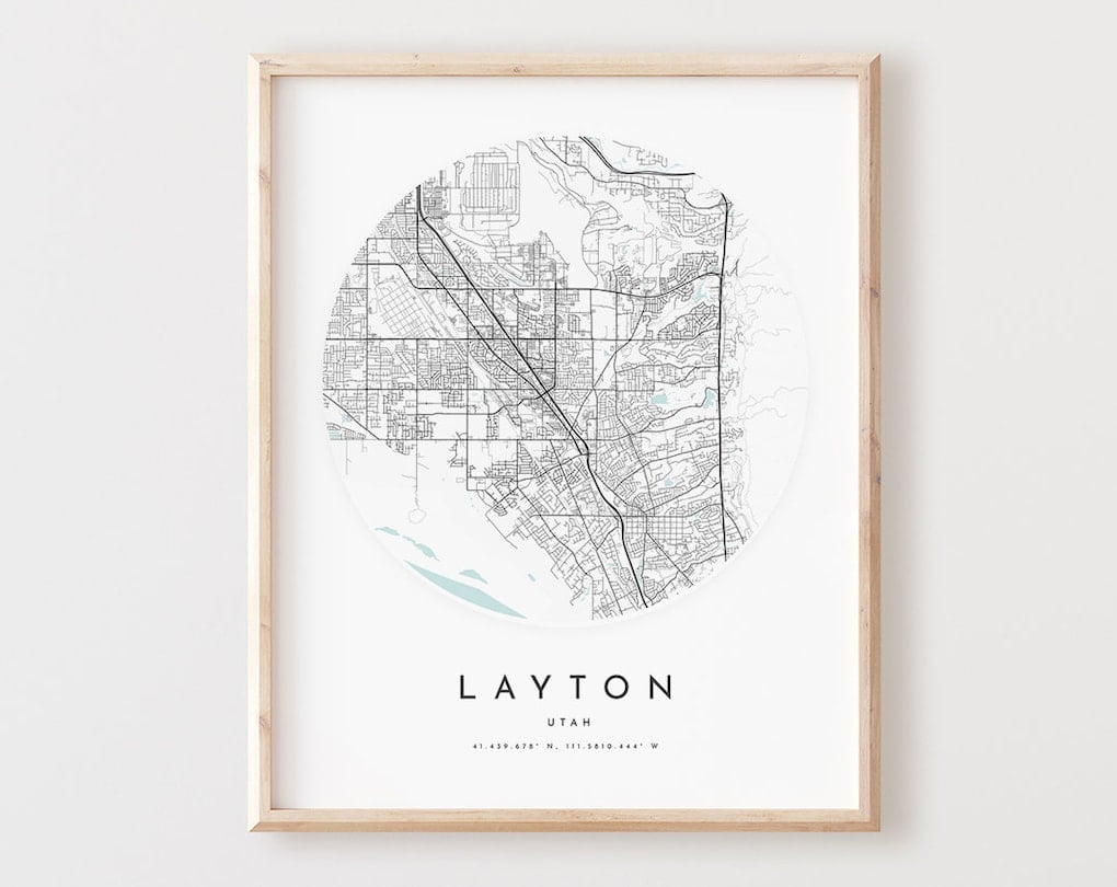 Layton Map Print, Layton Map Poster City Wall Art, Ut Road Map, Utah ...